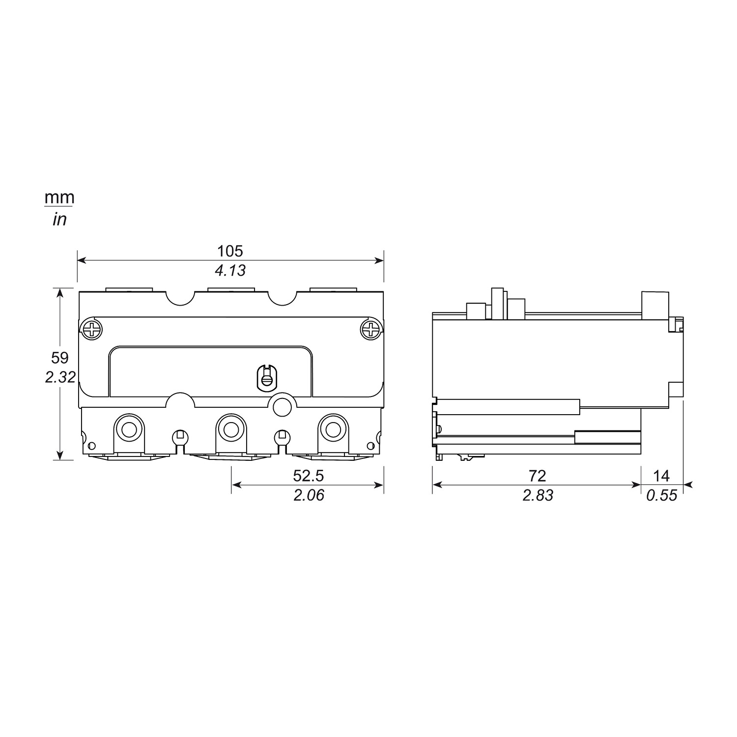PowerLogic Powertag Monoconnect 250A 3P - TI Dimensions Technical ...
