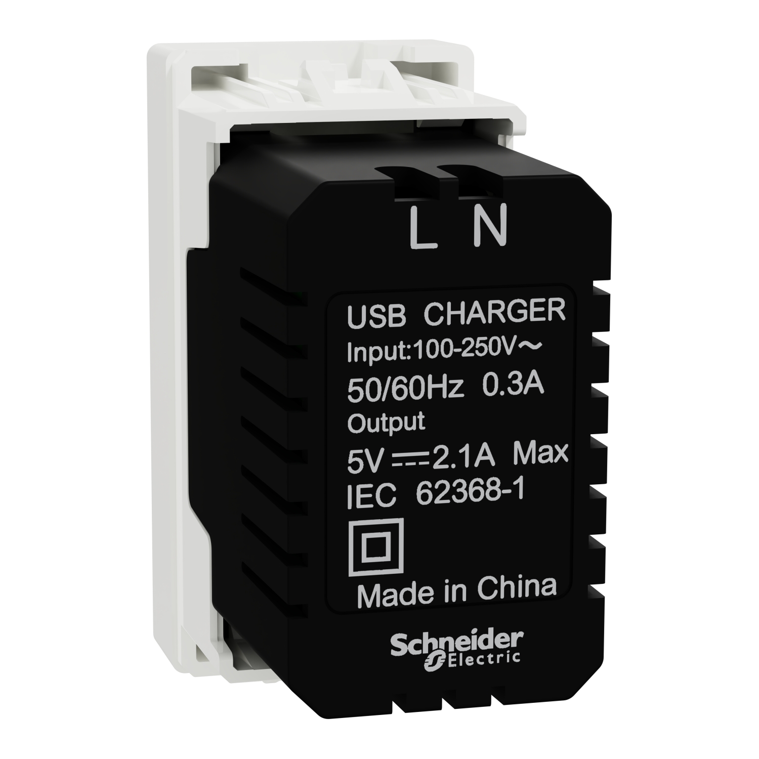 M3TB_USB_2A - USB Type A, Miluz E, 2 Port, 2.1A, 1 Module, White ...