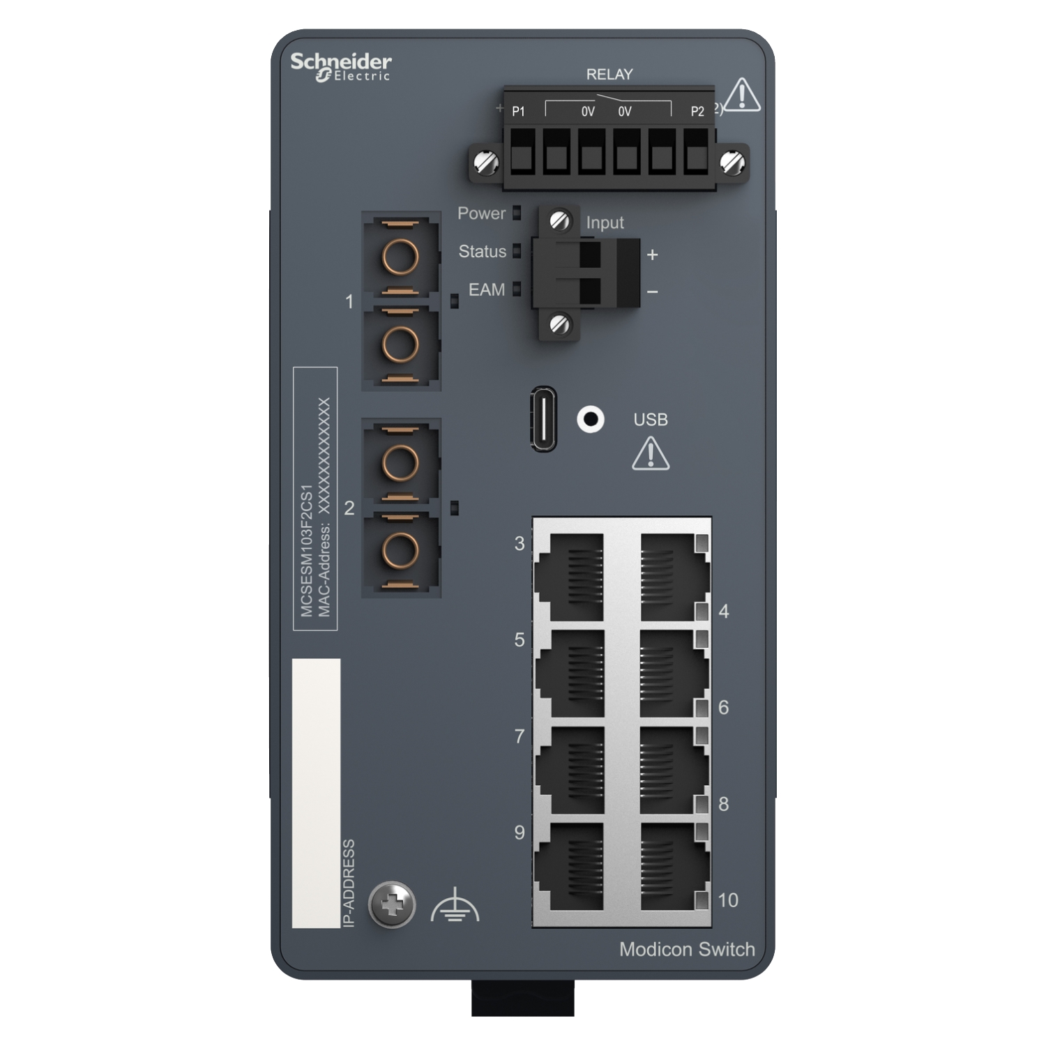 MCSESM103F2CS1 - Modicon Extended Managed Switch - 8TX/2FX-SM ...
