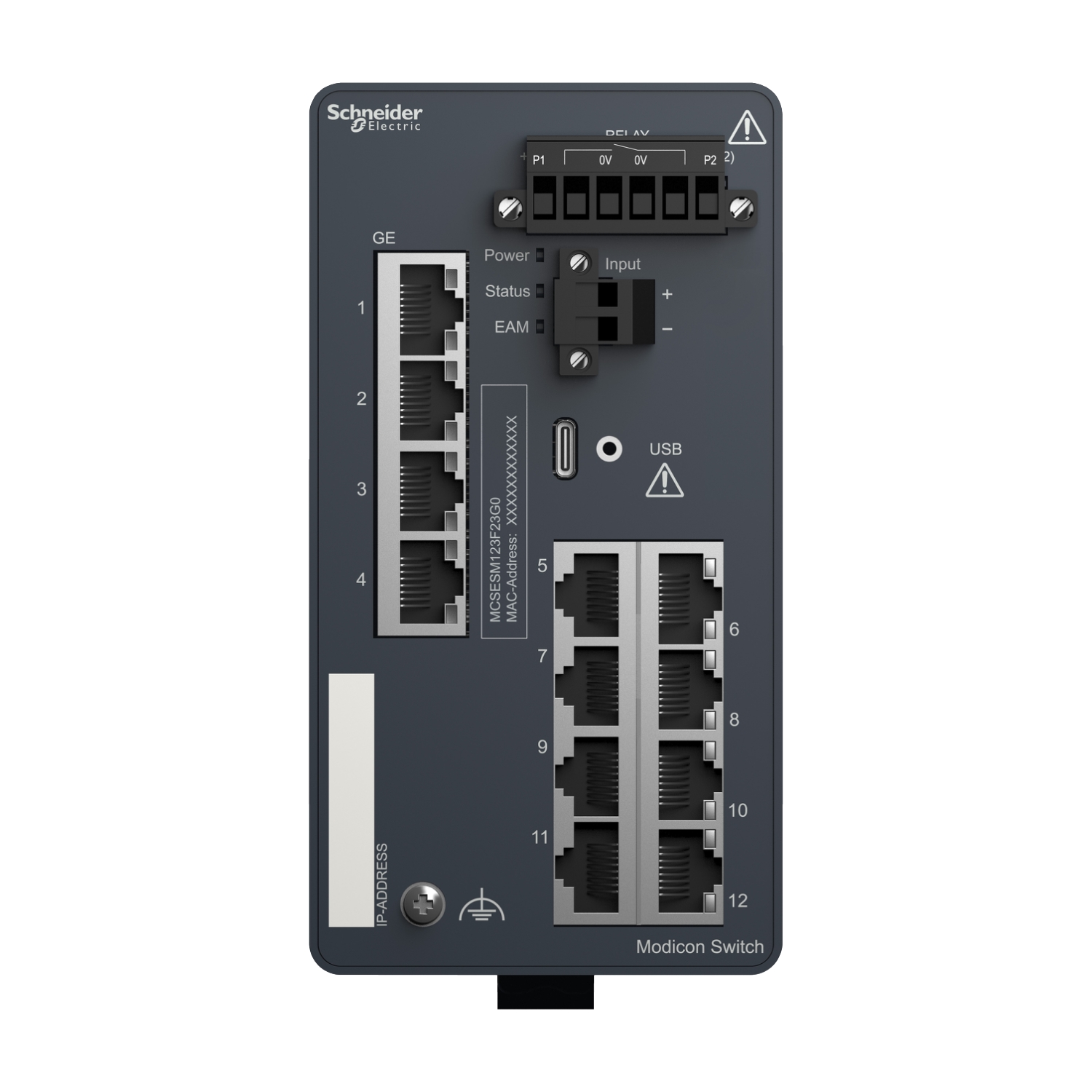 MCSESM123F23G0 - Modicon switch, managed switch med 8 porte for kobber ...
