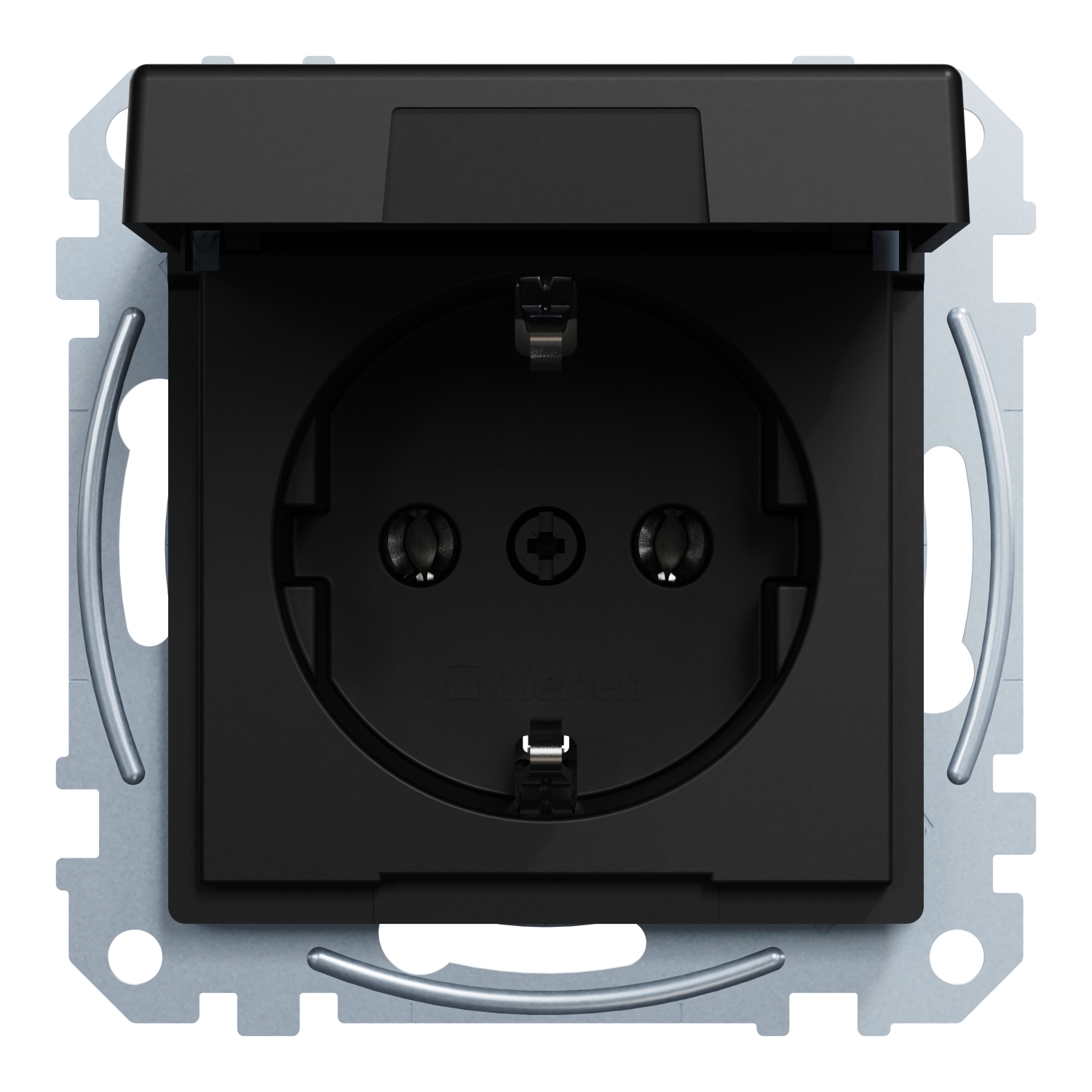 MEG2311-0403 - SCHUKO-Steckdose mit Klappdeckel, Steckklemmen,schwarz ...