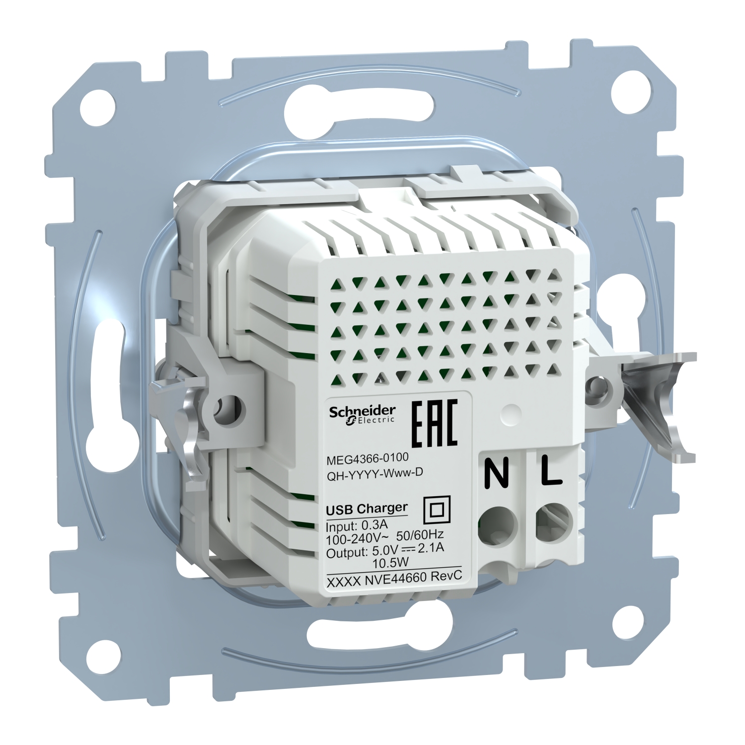 MEG4366-0100 - USB charger, Merten system M, Double insert, 2.1 A ...
