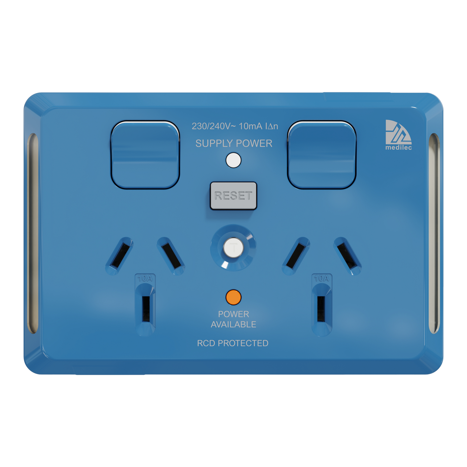 MLP3025RCD10A-DB - Twin switched socket, Medilec, Clipsal, 20A for RCD ...