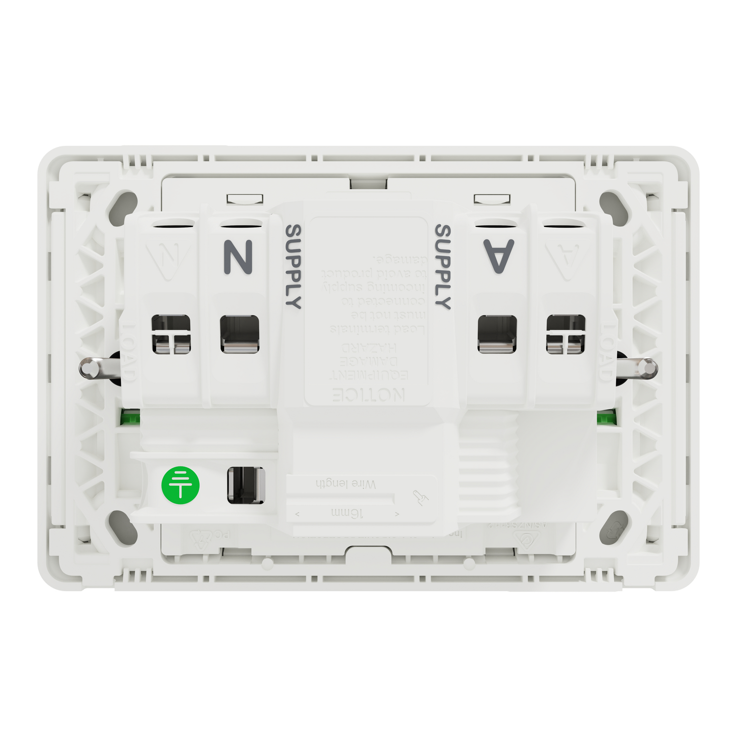 MLP3025RCD10A-WE - Twin switched socket, Medilec, Clipsal, 20A for RCD ...