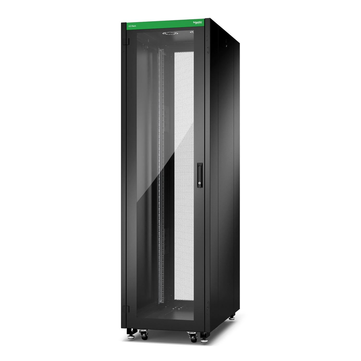 NR6202-G - Go Rack, 42U, Black, With Glass door, Roof, Castors, 4 ...