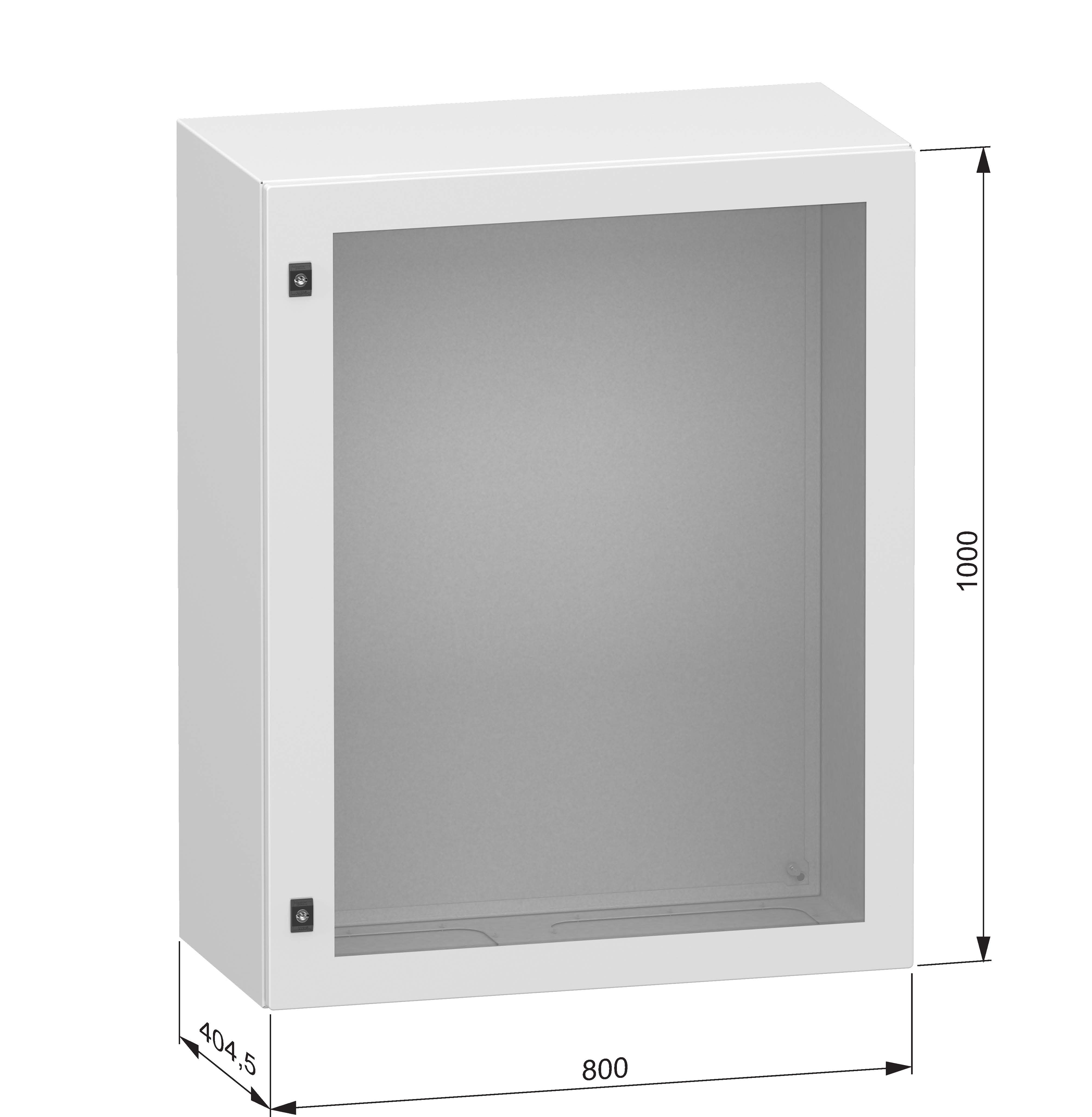 Spacial CRN 1000x800x400 glazed door - Image with dimensions Technical ...