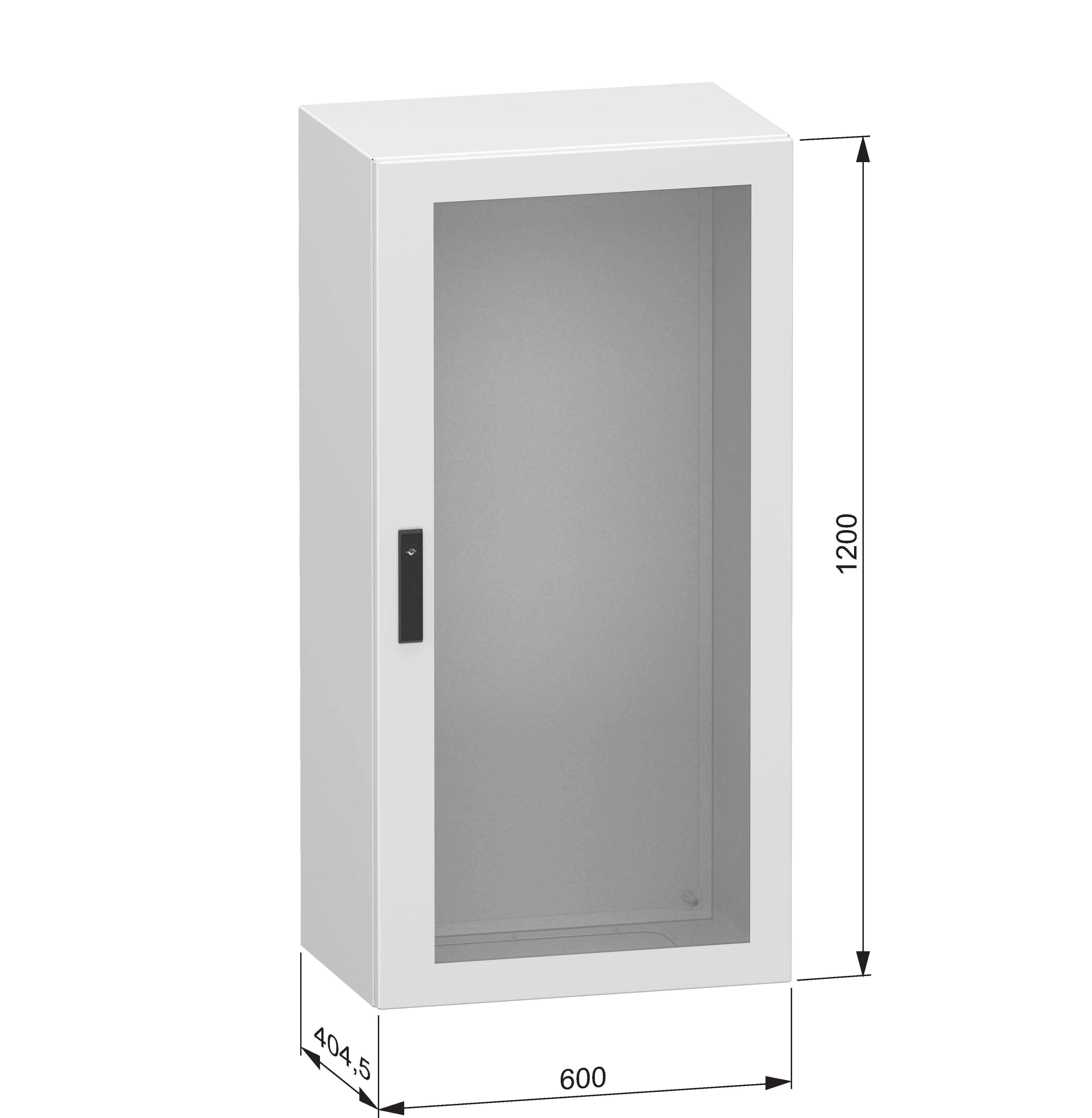 Spacial CRN 1200x600x400 glazed door - Image with dimensions Technical ...