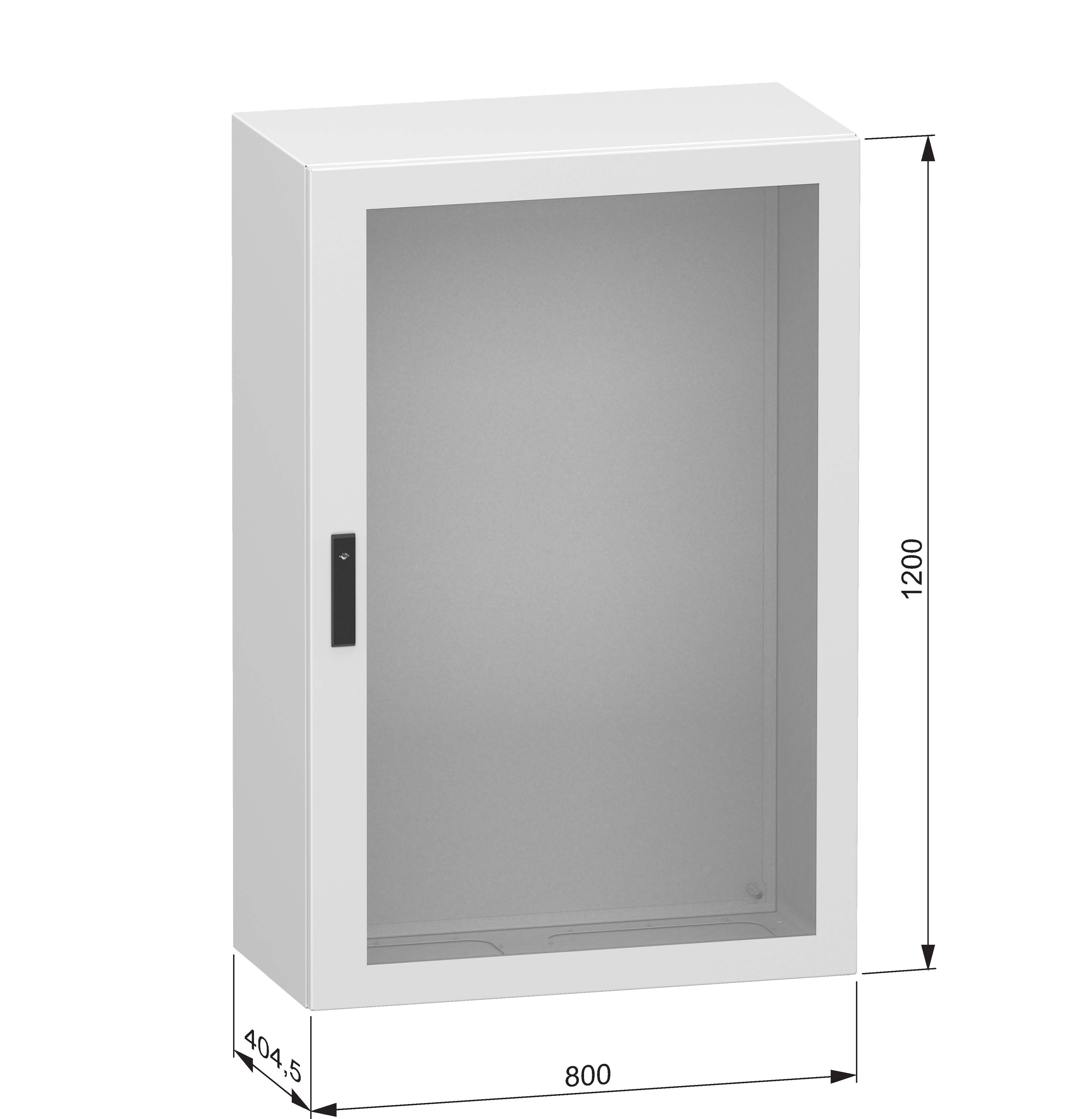 Spacial CRN 1200x800x400 glazed door - Image with dimensions Technical ...
