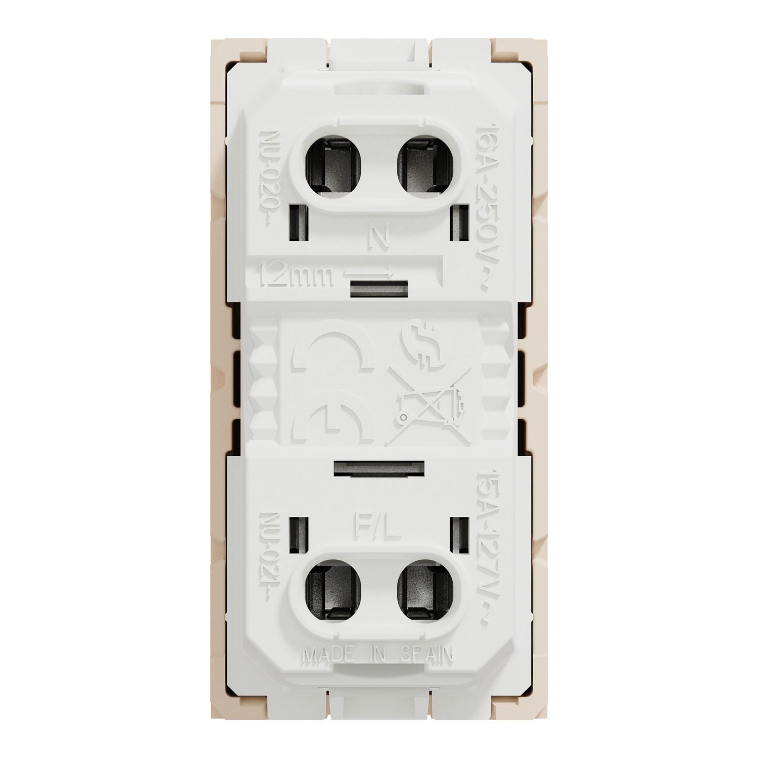 NU302044 - Socket outlet, New Unica, 2P, 16A, Euroamerican, beige ...