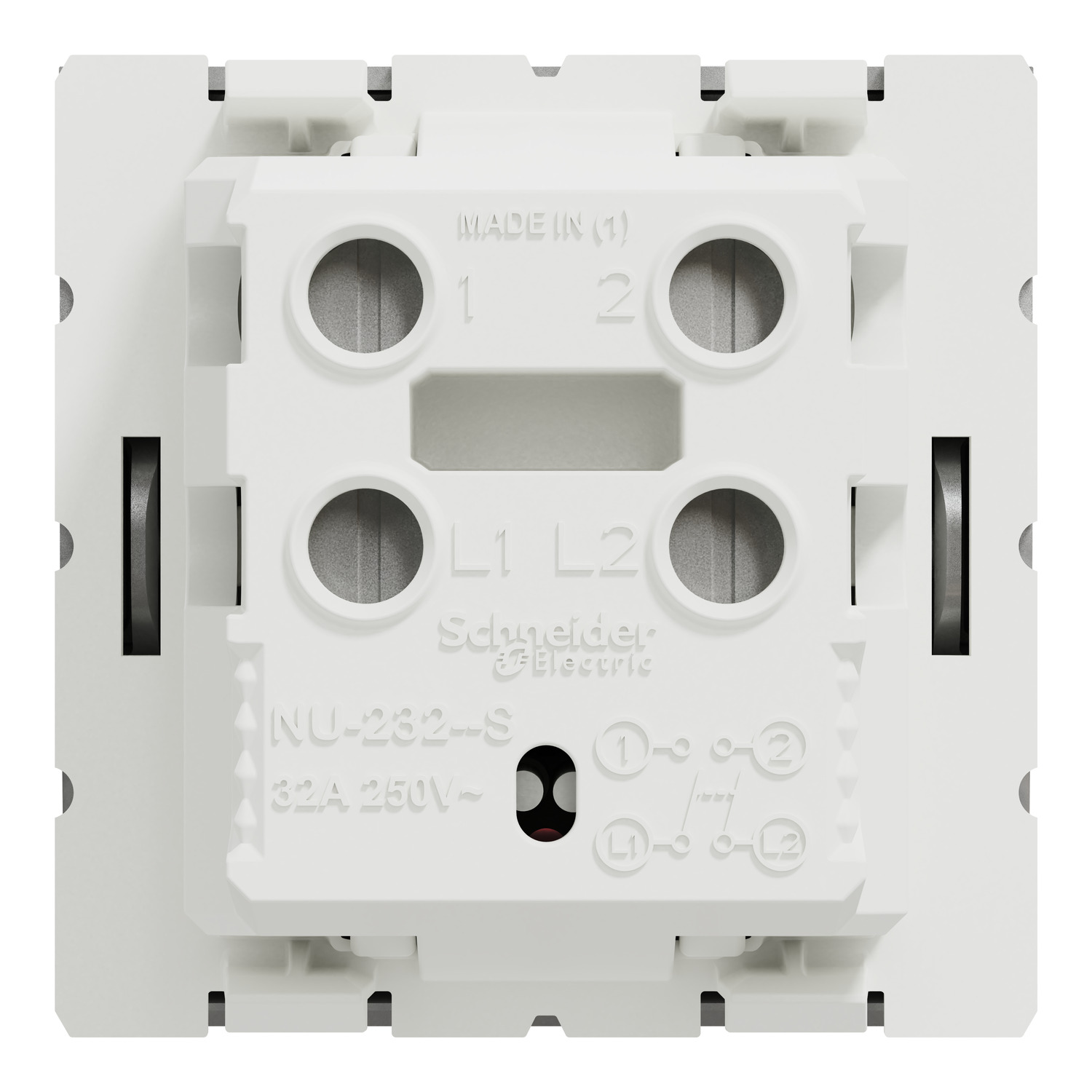 NU323230S - Switch, New Unica, 2-pole 1-way, 32A, 2 modules, with lamp ...