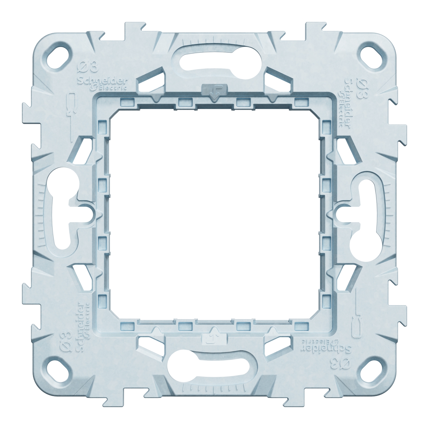 NU7002 - New Unica, fixing frame, zamak, 2 modules 1 gang | Schneider ...