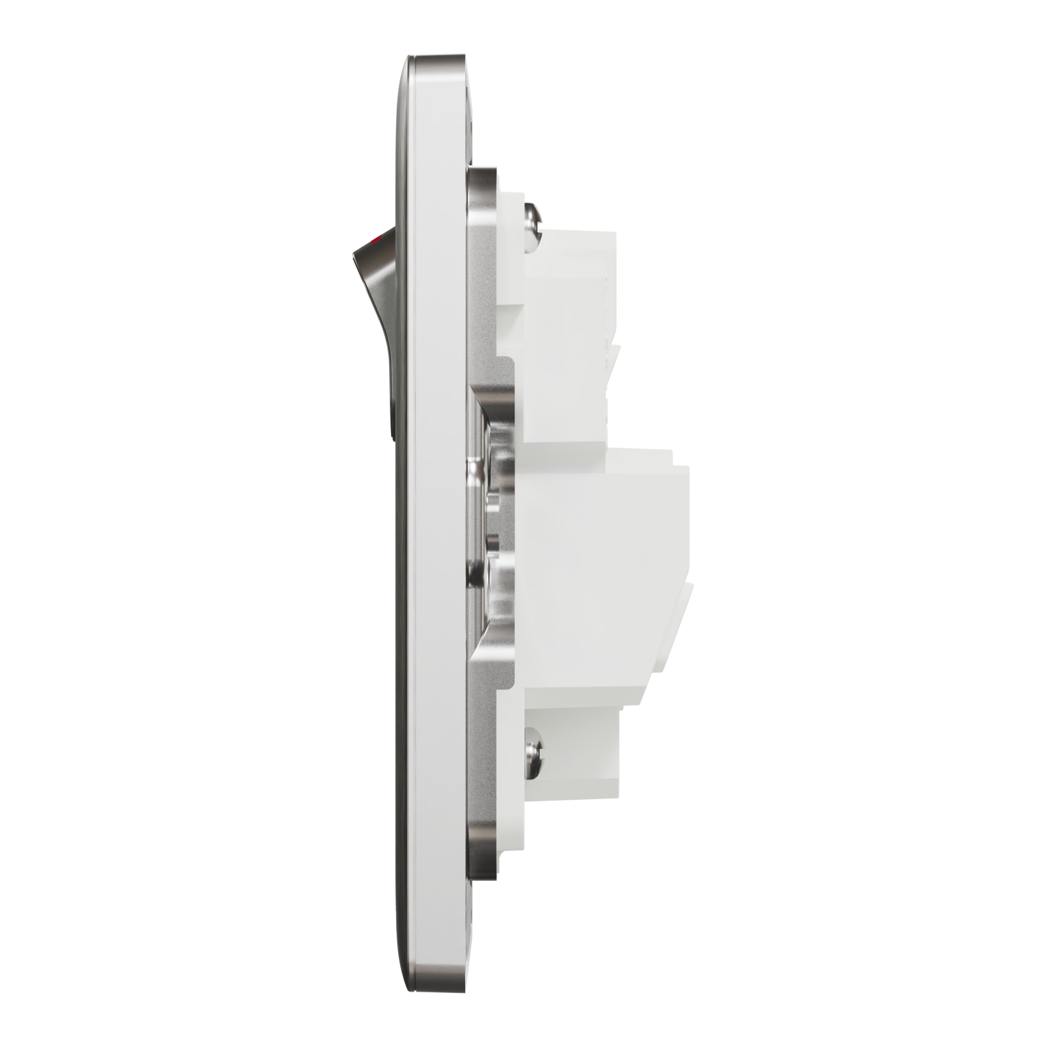 NUX15DN_SS - Switched socket, Unica X, 13A, 250V, 1 gang, 2 pole, with LED, stainless steel ...