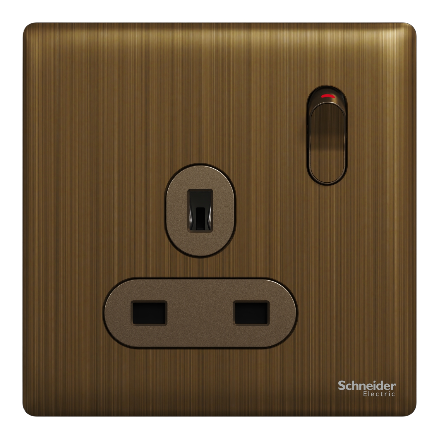 NUX15D_AB - Switched socket, Unica X, 13A, 250V, 1 gang, 2 pole, antique brass | Schneider ...