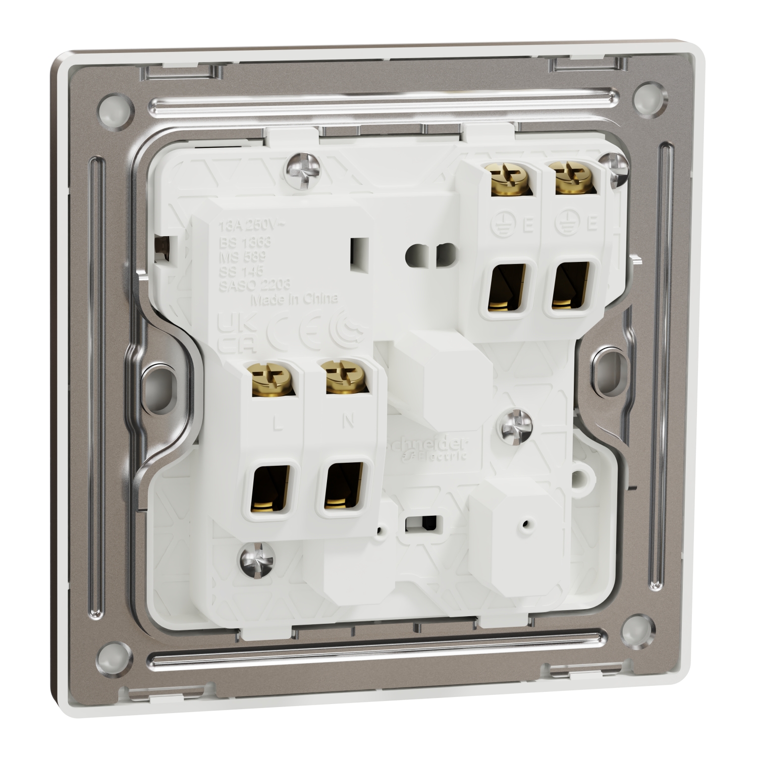 NUX15D_DB - Switched socket, Unica X, 13A, 250V, 1 gang, 2 pole, dark bronze | Schneider ...