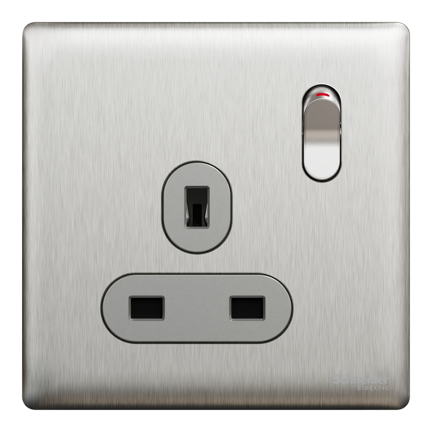 NUX15_SS - Switched socket, Unica X, 13A, 250V, 1 gang, stainless steel | Schneider Electric UAE