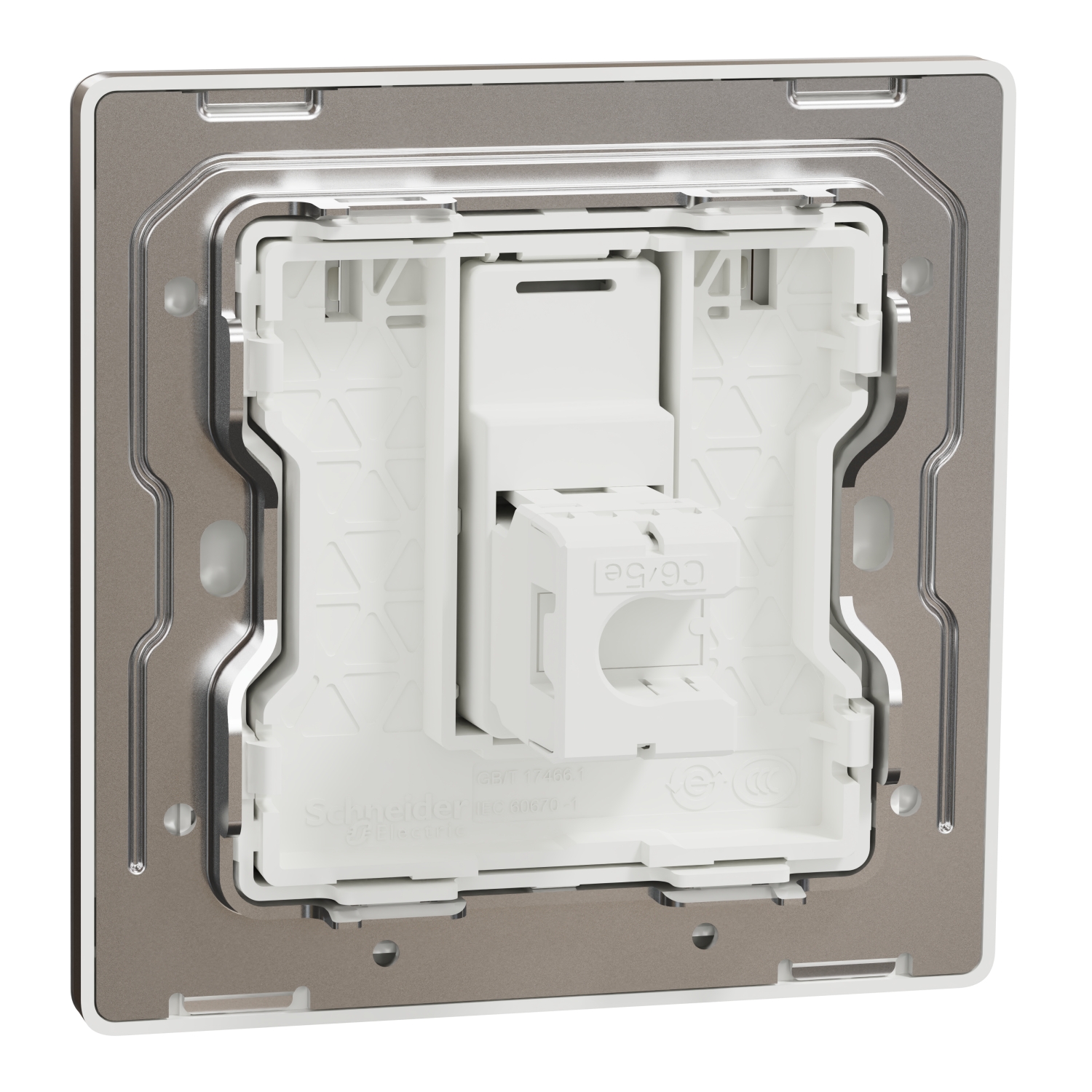 NUX31RJ6_DB - Data socket, Unica X, 1 gang, RJ45, Cat6, shuttered, dark ...