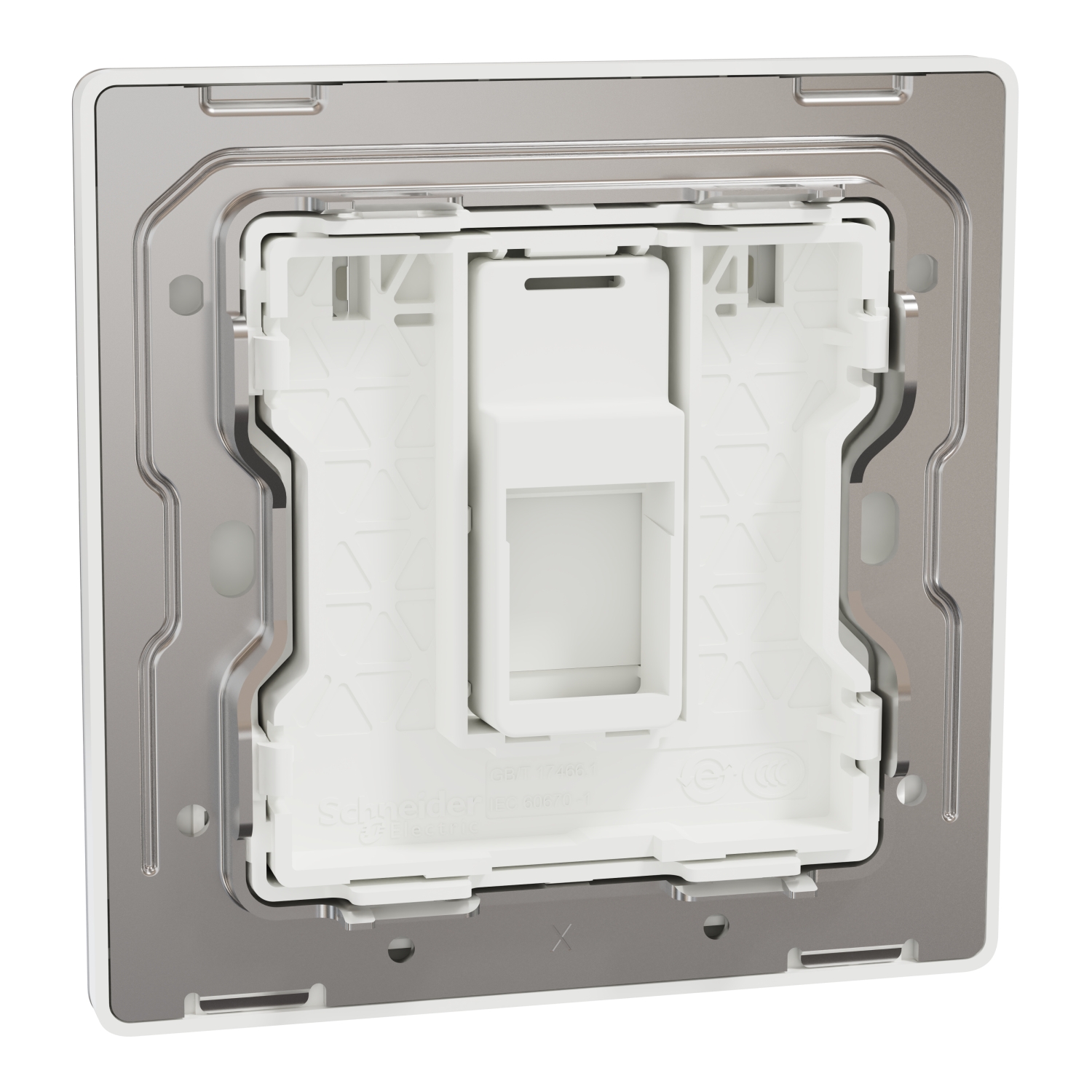 NUX31RJ_PW - Central plate, Unica, for RJ45, 1 gang, with shutter ...