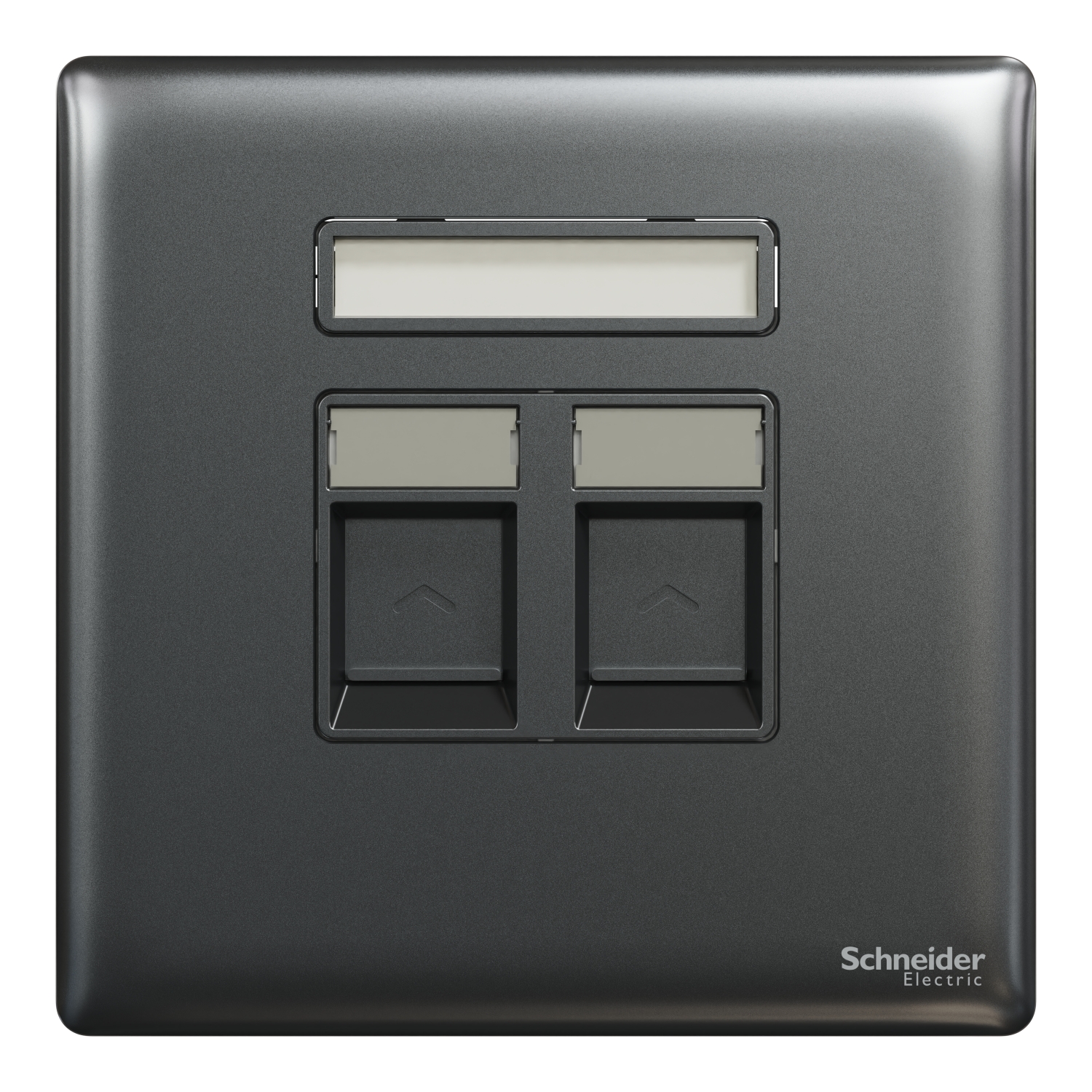 NUX32TDRJ6_DG - Telephone and data socket, Unica X, 2 gang, RJ45, Cat6, with shutter, dark grey ...