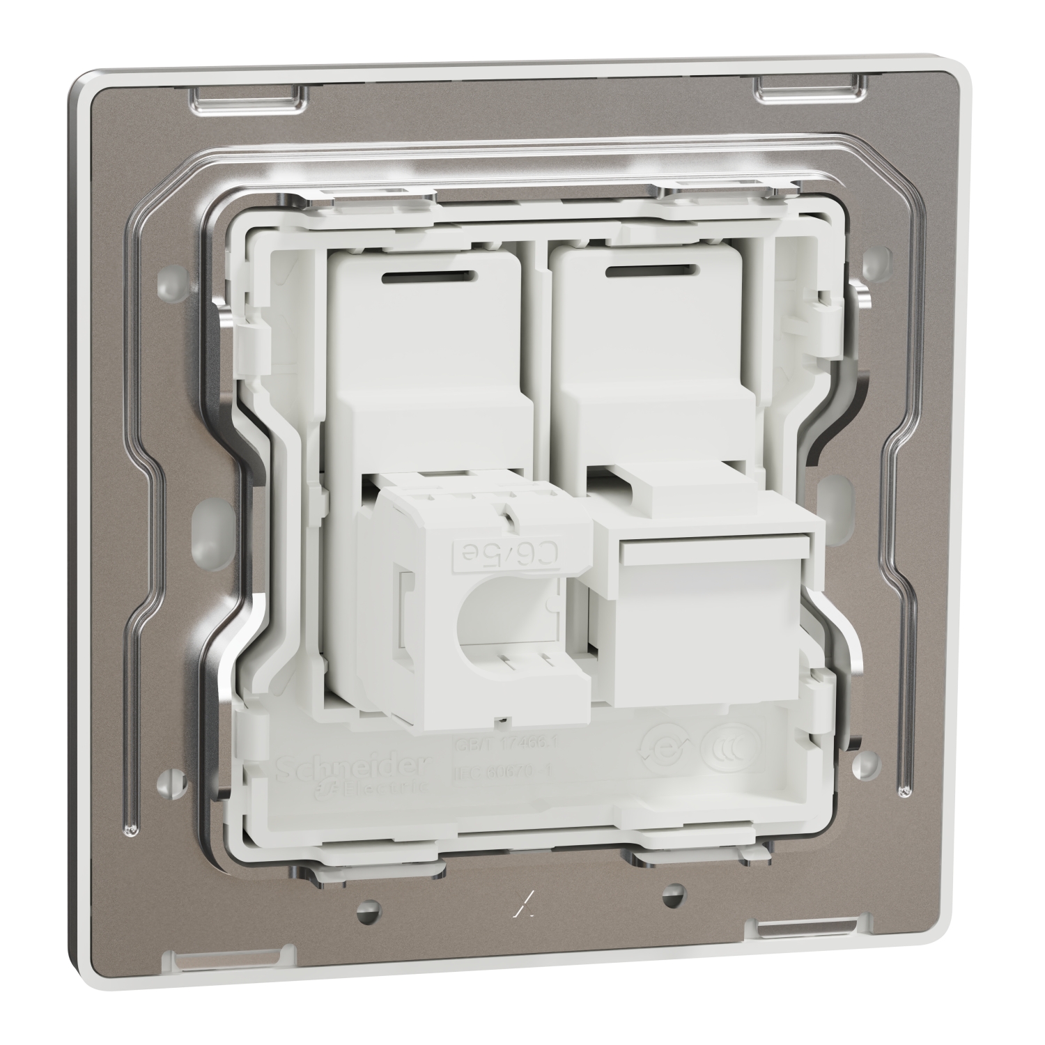 NUX32TDRJ6_SS - Telephone and data socket, Unica X, 2 gang, RJ45, Cat6 ...