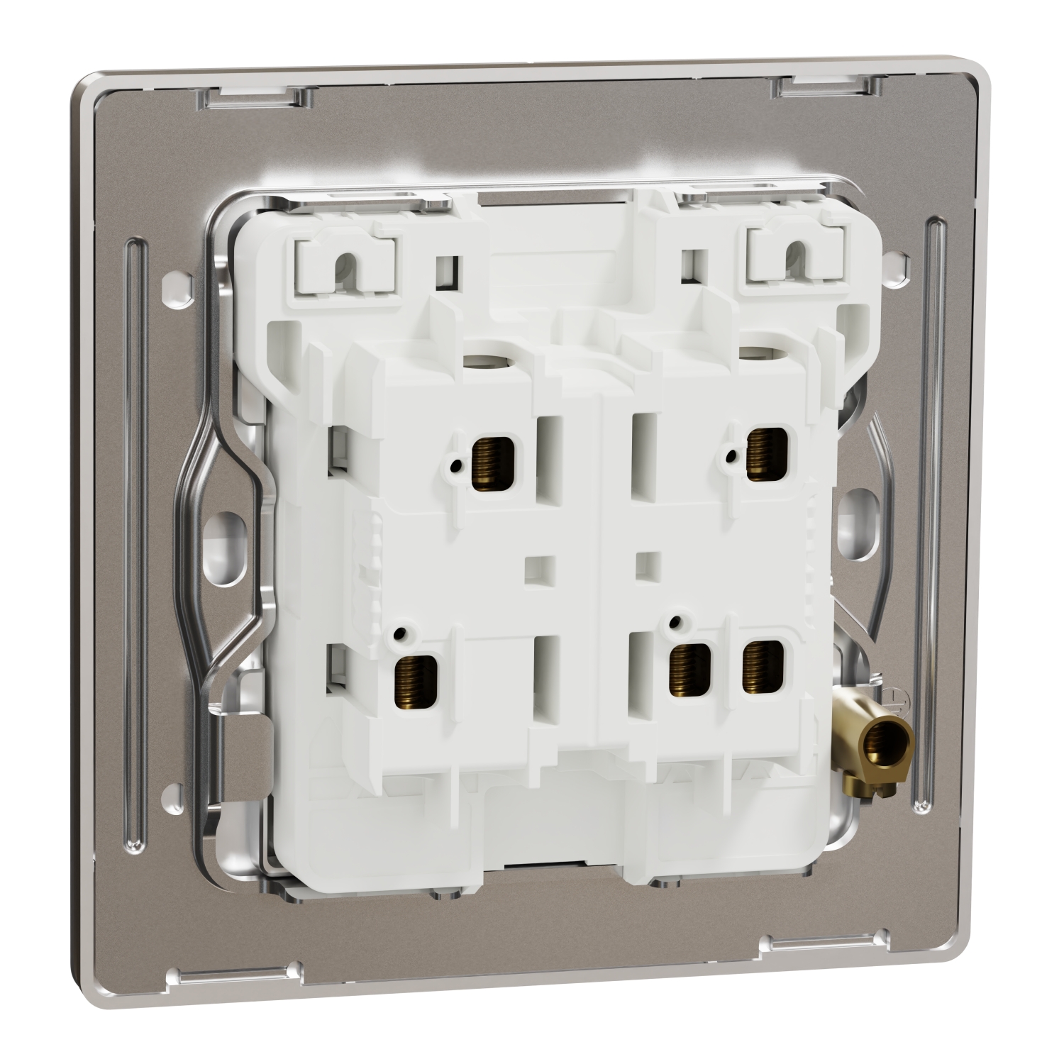 NUX32_1N_AB - Switch, Unica X, 1 way, 16AX, 250V, 2 gangs, with LED, antique brass | Schneider ...