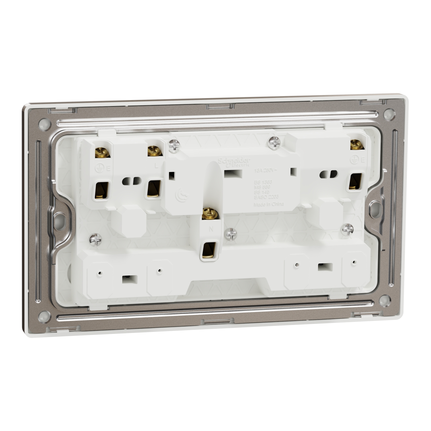 NUXT25N_DB - Switched socket, Unica X, 13A, 250V, 2 gangs, with LED ...