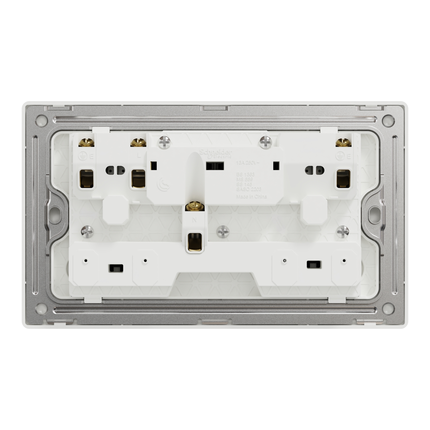 NUXT25N_JB - Switched socket, Unica X, 13A, 250V, 2 gangs, with LED, jet black | Schneider ...