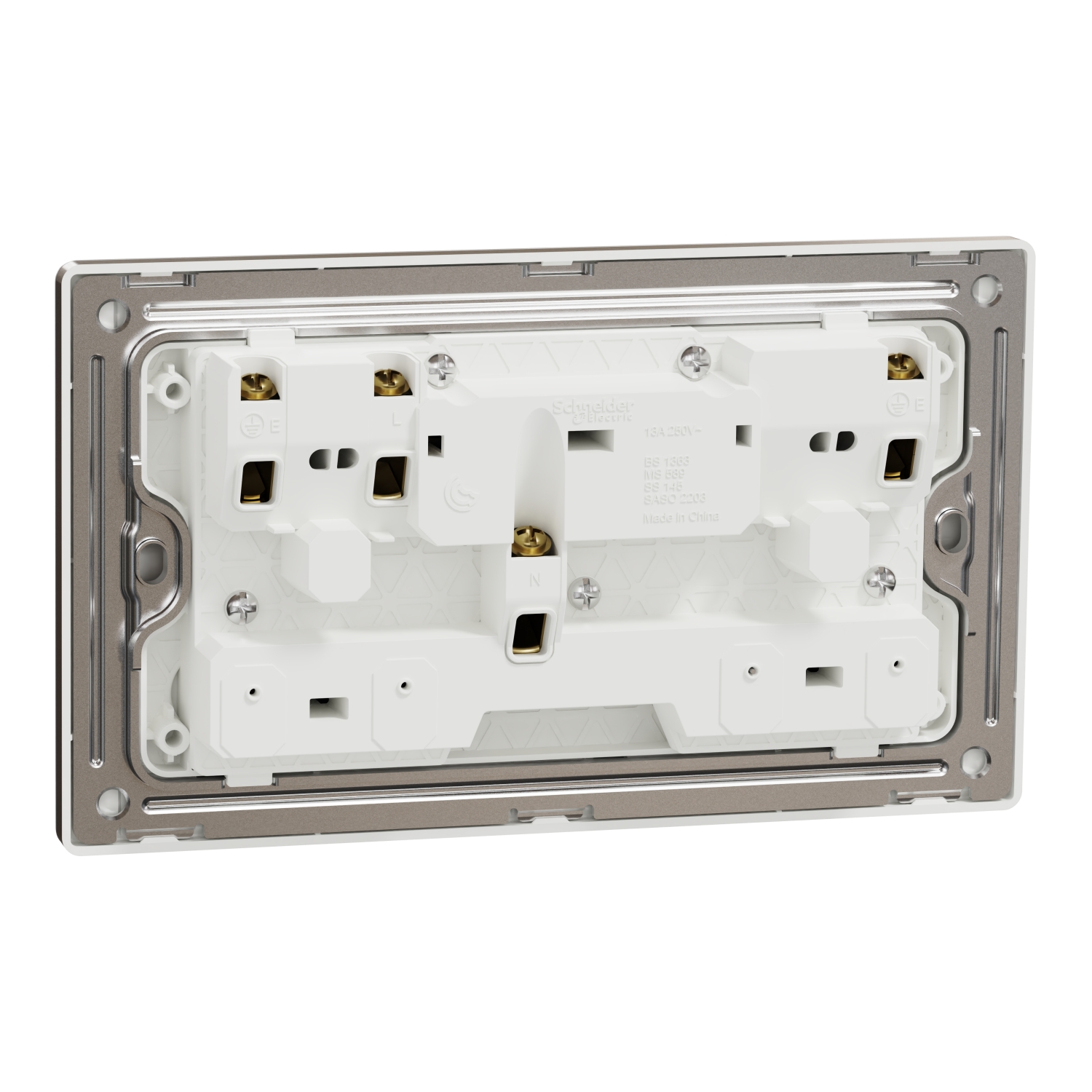 NUXT25_DB - Switched socket, Unica X, 13A, 250V, 2 gangs, dark bronze ...