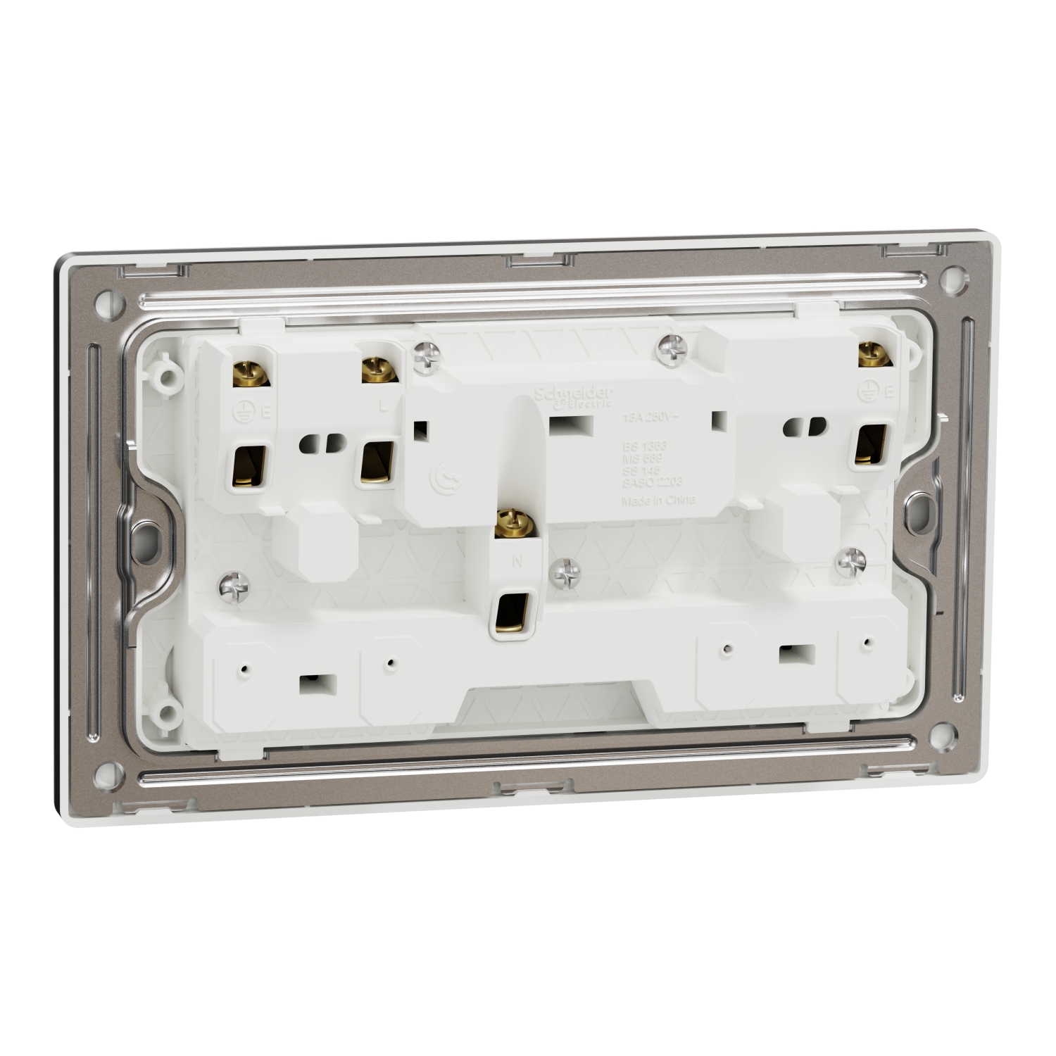 NUXT25_JB - Switched socket, Unica X, 13A, 250V, 2 gangs, jet black ...