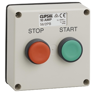 Grey | Push Button Control Station, 10A, Start/Stop, Less Enclosure