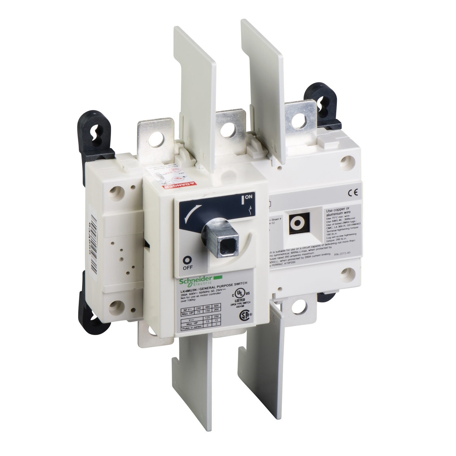 LK4MU3N - Disconnect Switch, TeSys LK, nonfusible, 200A, 600 V, HP ...