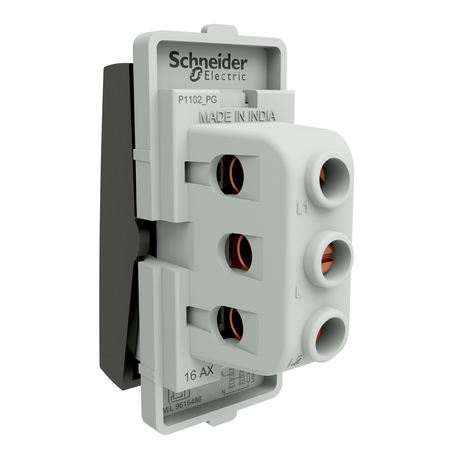 P1102_PG_N - Switch, Livia, 16AX, 2 way, painted grey | Schneider ...