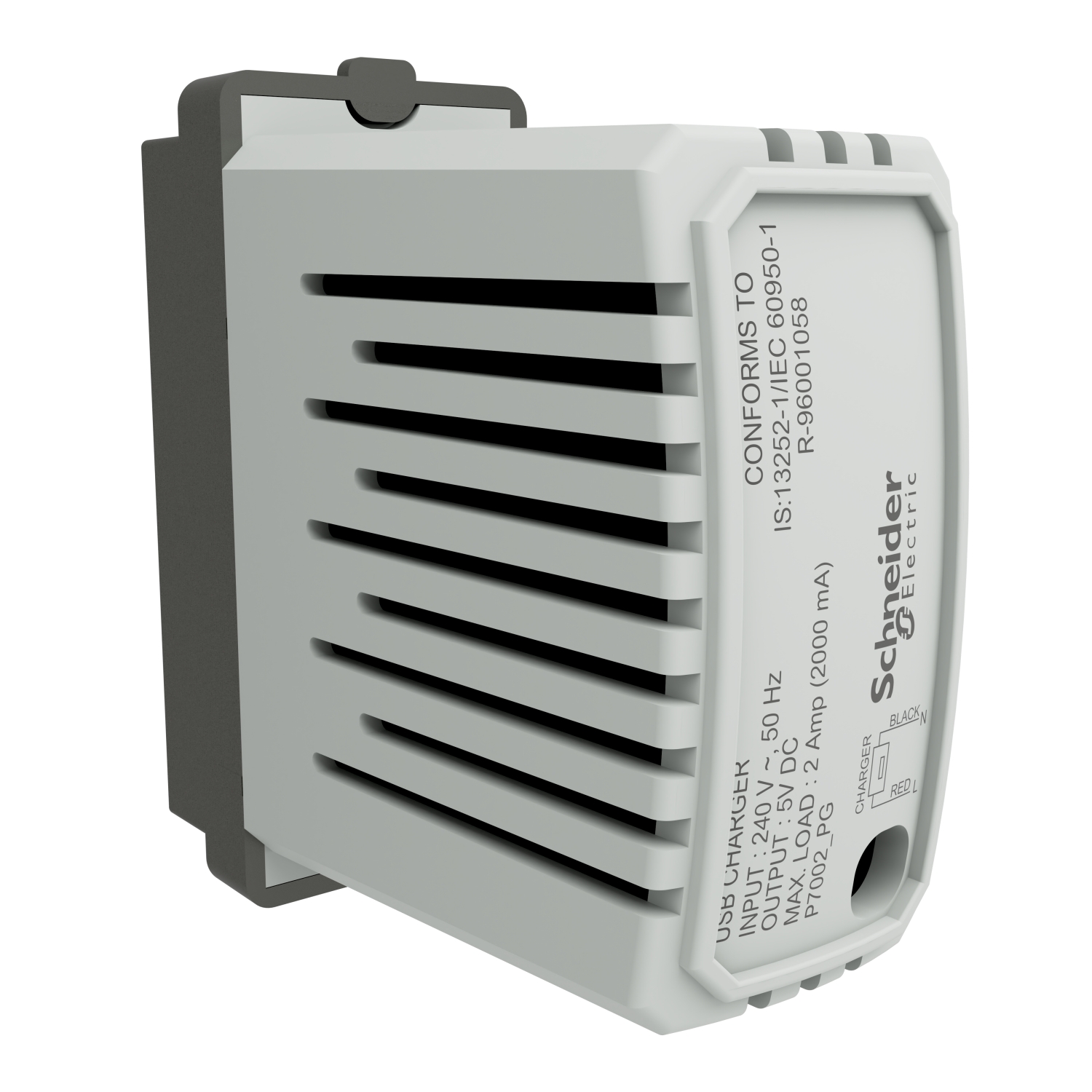 P7002_PG_N - USB Charger, Livia, 220-240V, 2.1 A, 1M, painted grey ...