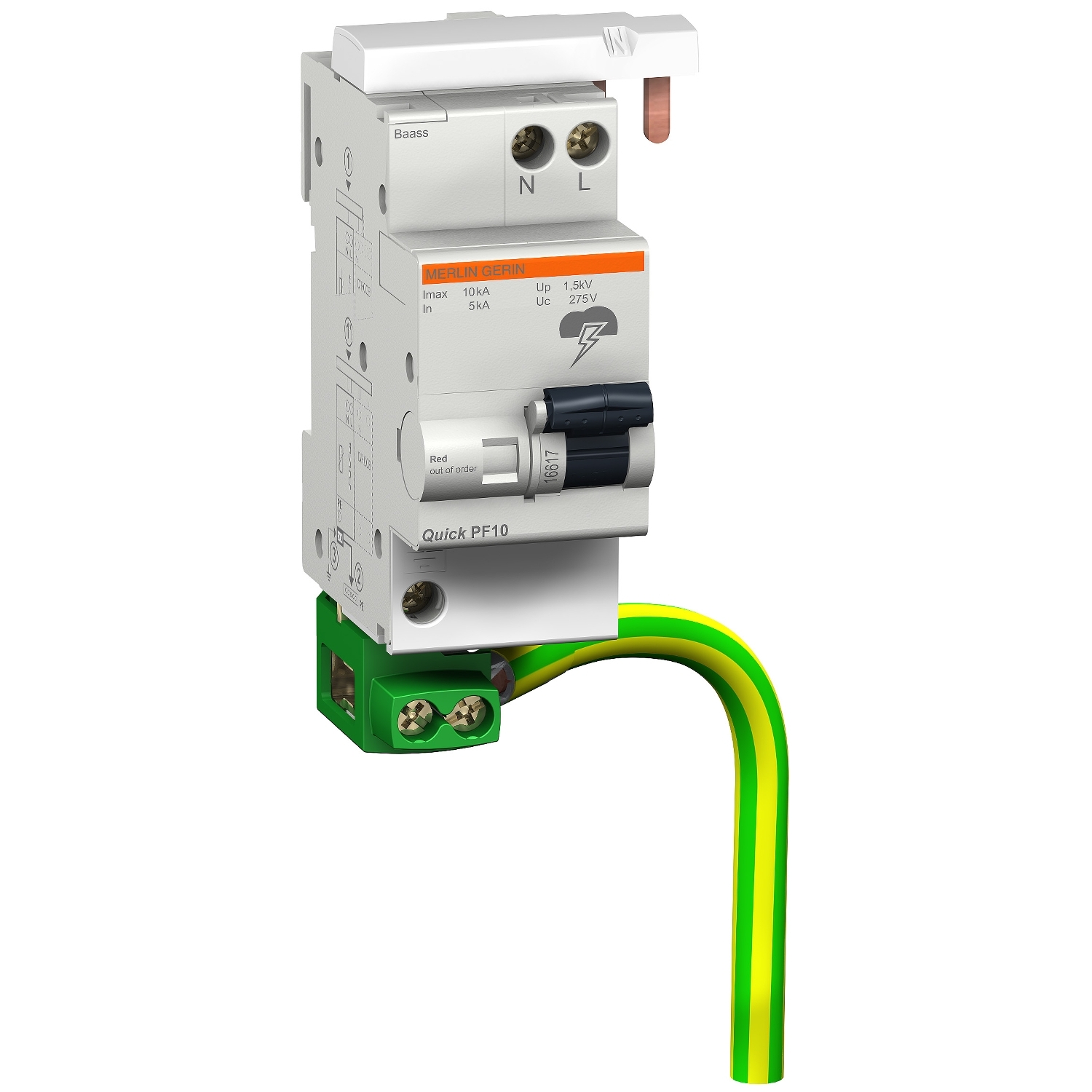 16617 - Quick PF modular surge arrester - 1 pole + N - 275V | Schneider ...