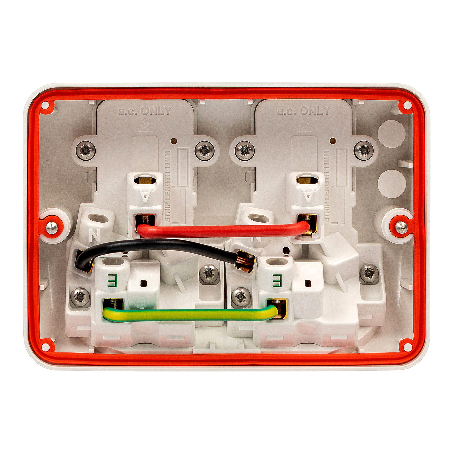 PDLWSO3102LEGY - Double Switched Socket, WP Series, 10A Less Enclosure ...