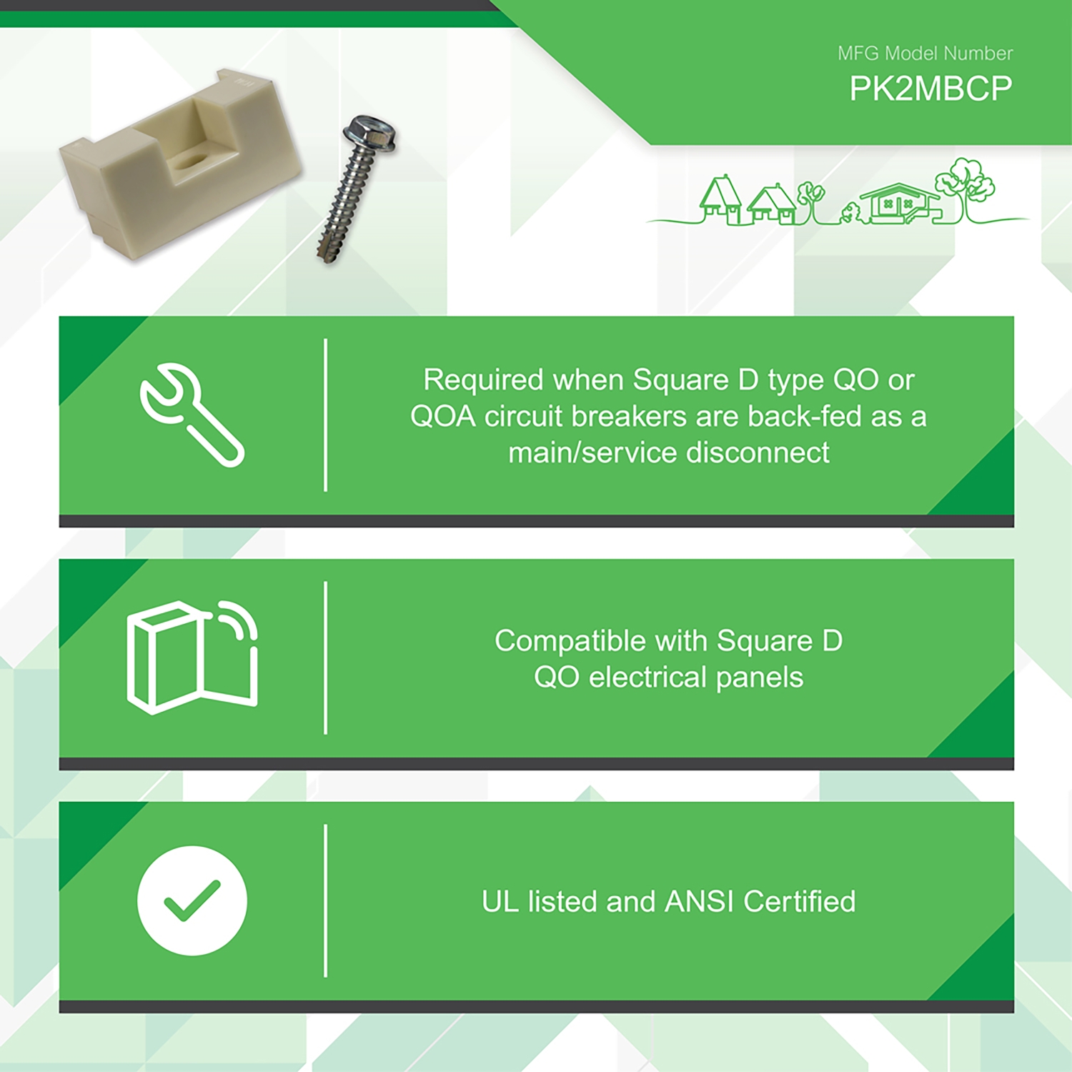 PK2MBCP - Mini circuit breaker accessory, QO, bracket kit, retaining, 2 ...