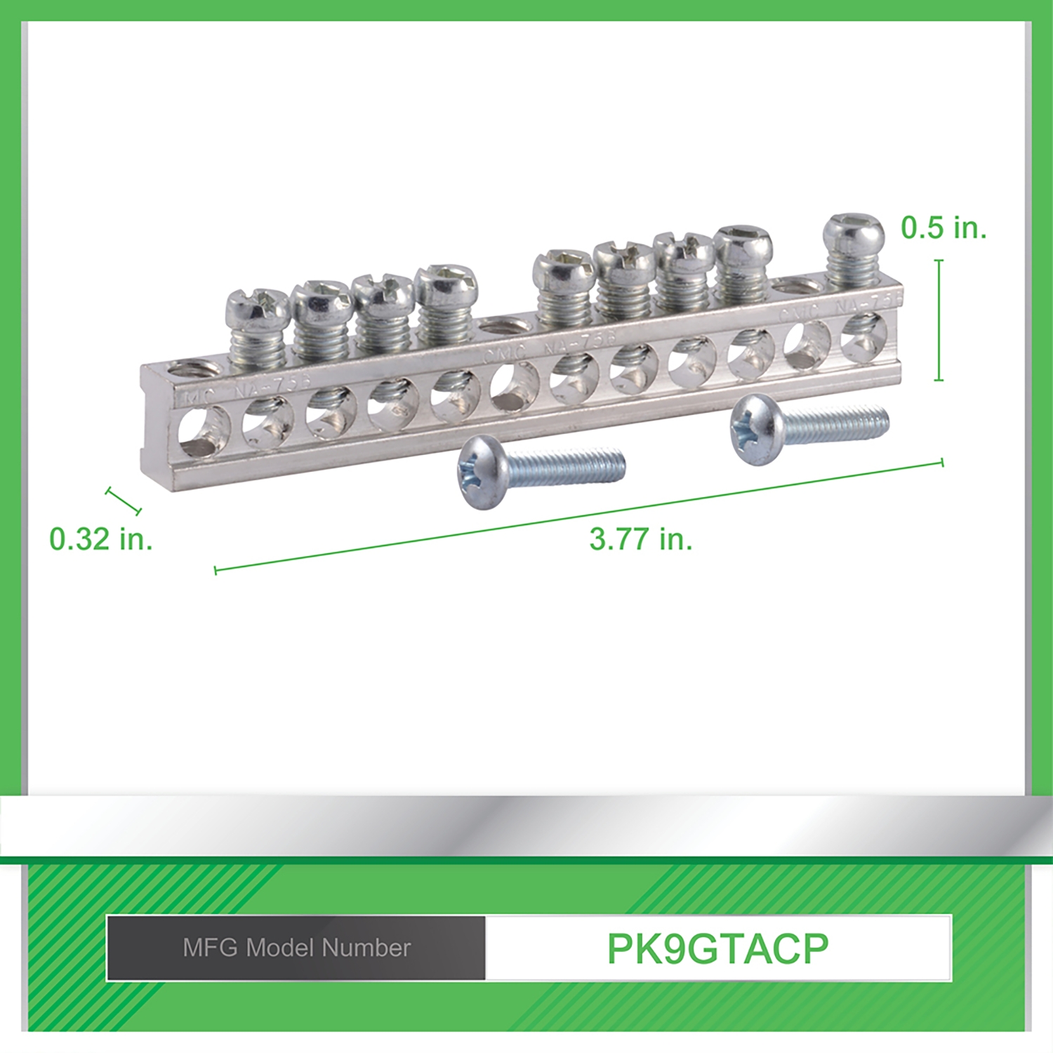 PK9GTA, Panelboard accessory, NQ, ground bar kit, 12 circuits, 225A max ...