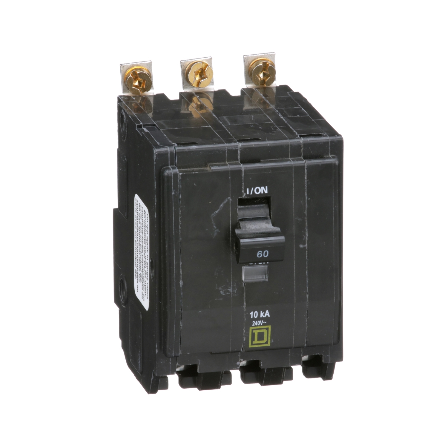 QOB360, Mini circuit breaker, QO, 60A, 3 pole, 120/240VAC, 10kA, bolt ...
