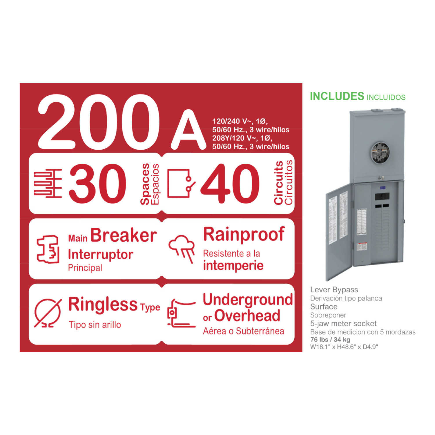 RC3040M200SL - All in one, Homeline, combination service entrance ...