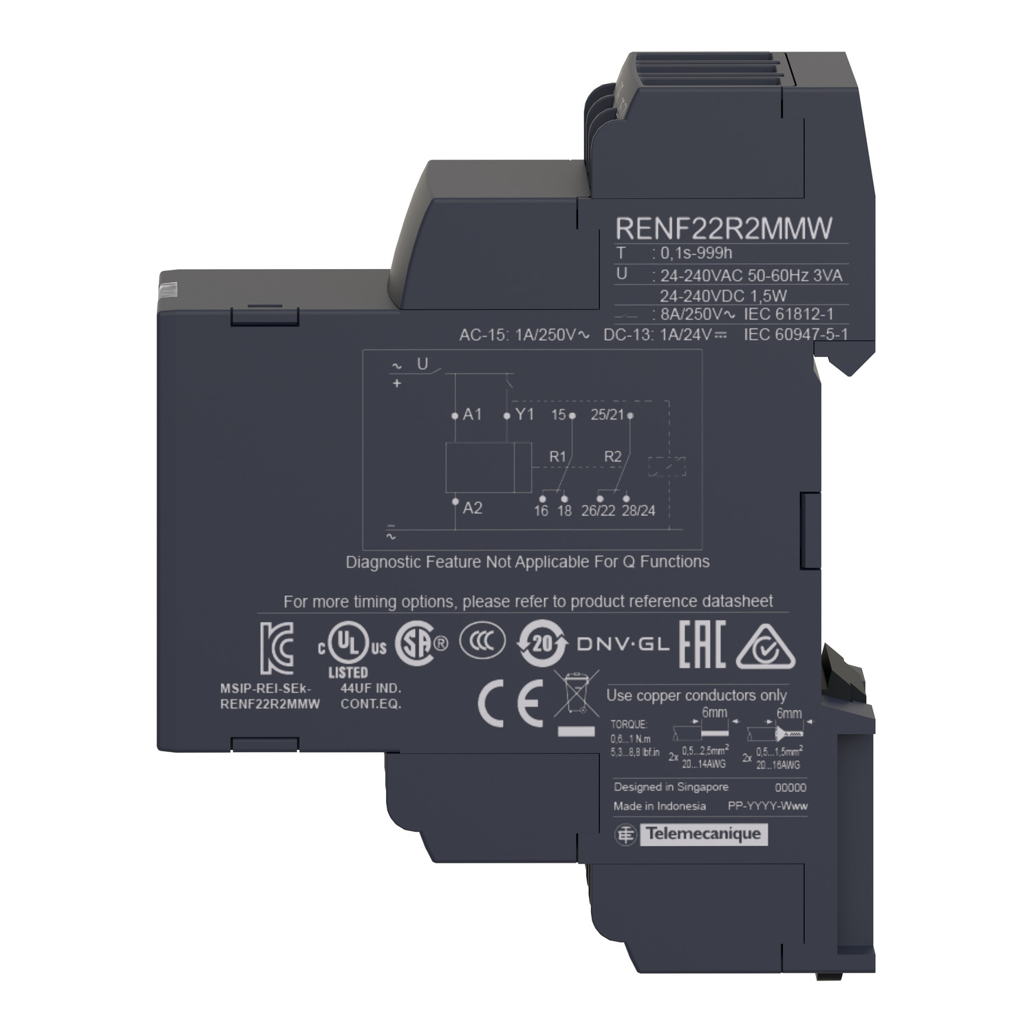 RENF22R2MMW - Harmony Time RE22 - relais temporisé - 2OF - paramétrable NFC - 24V à 240VACDC ...
