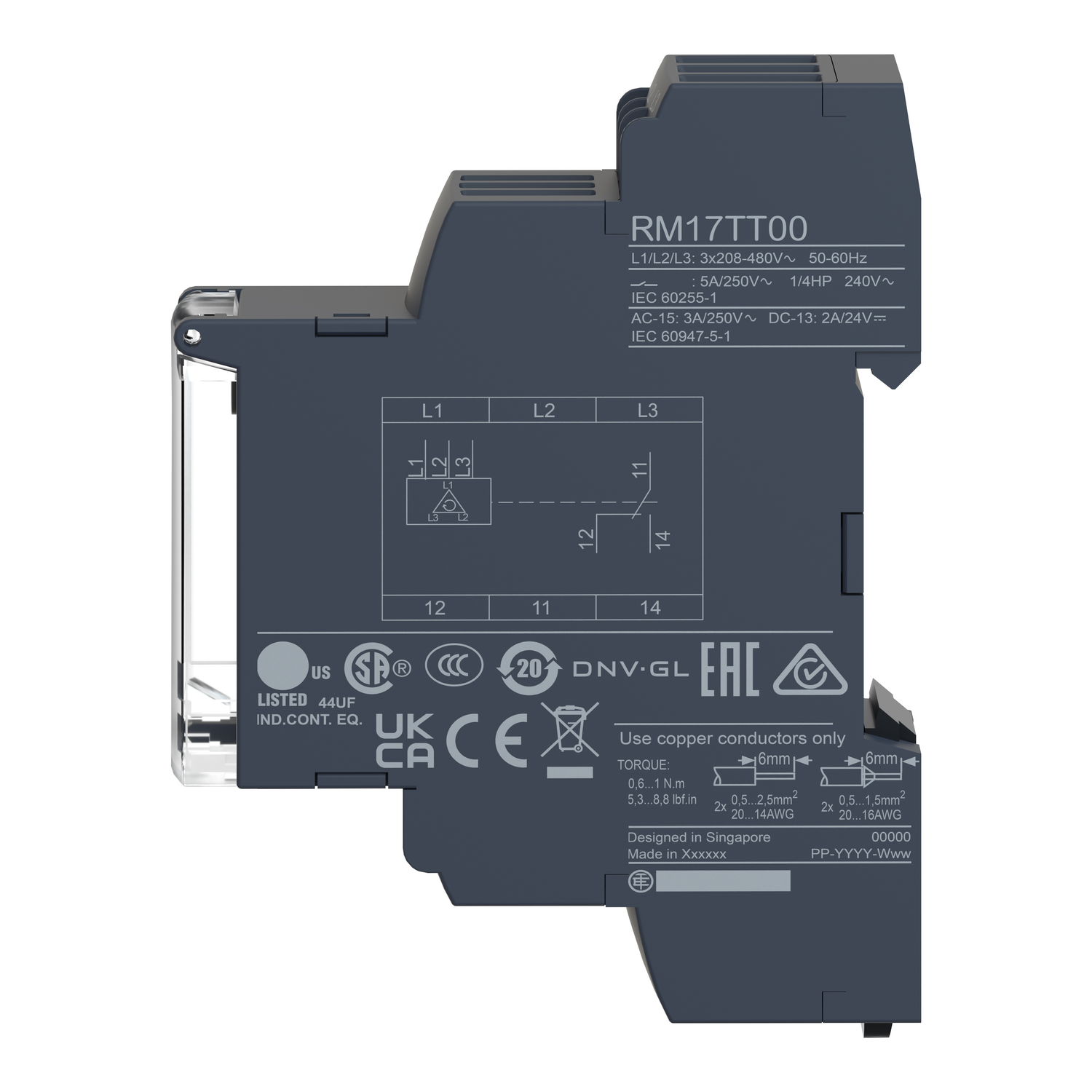RM17TT00 - "3-phase control relay, Harmony Control Relays, 5A, 1CO ...