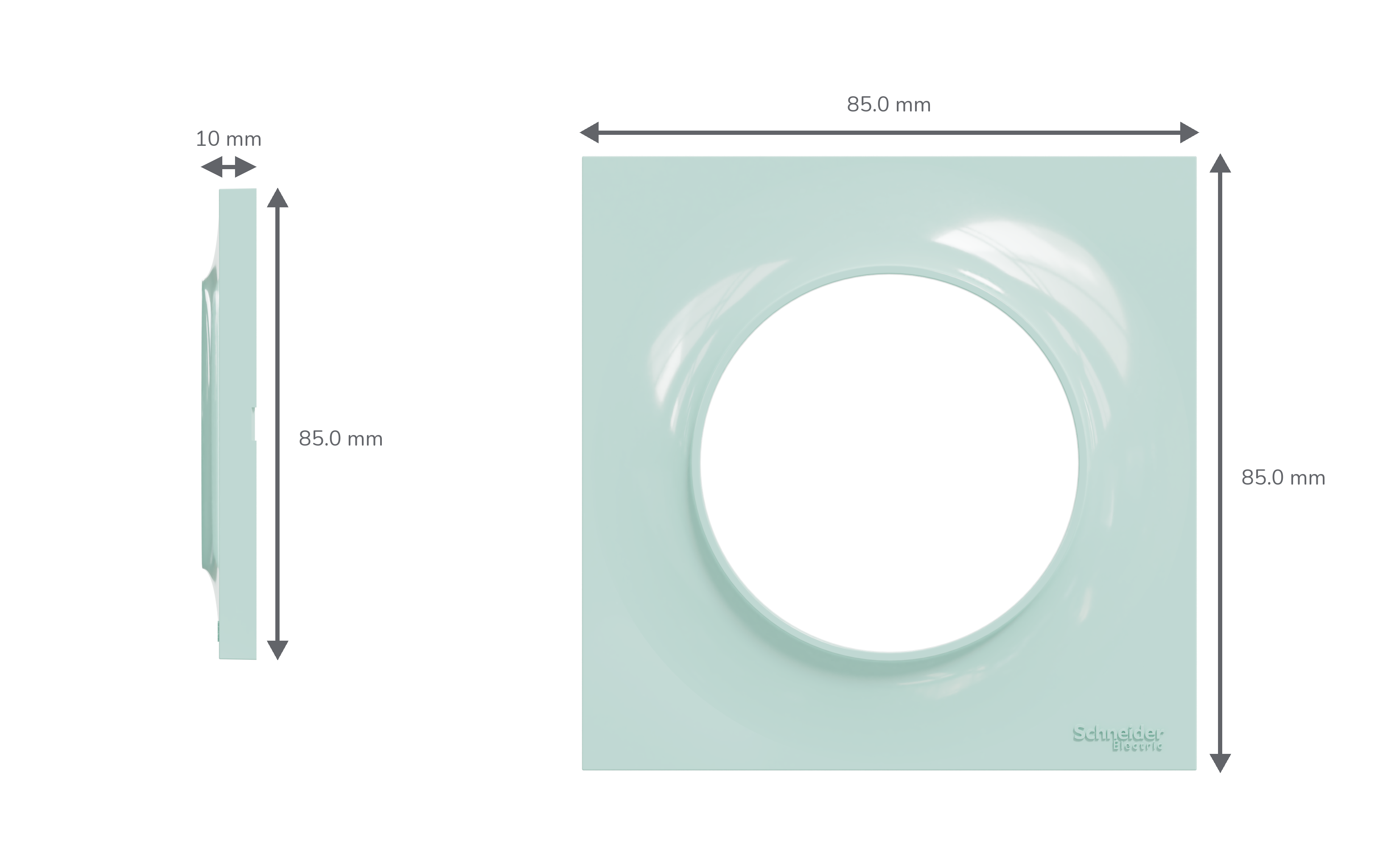 Odace Styl - Cian Blue plate - 1 station - Image with Dimensions Schéma ...