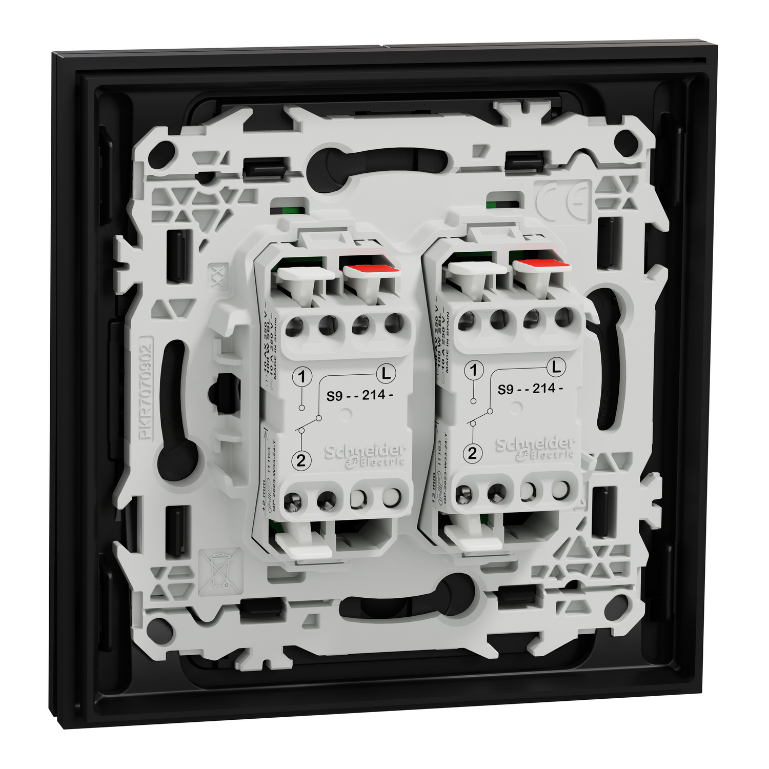Odace double interrupteur / pouss. simple avec plaque Intégral, noir ...
