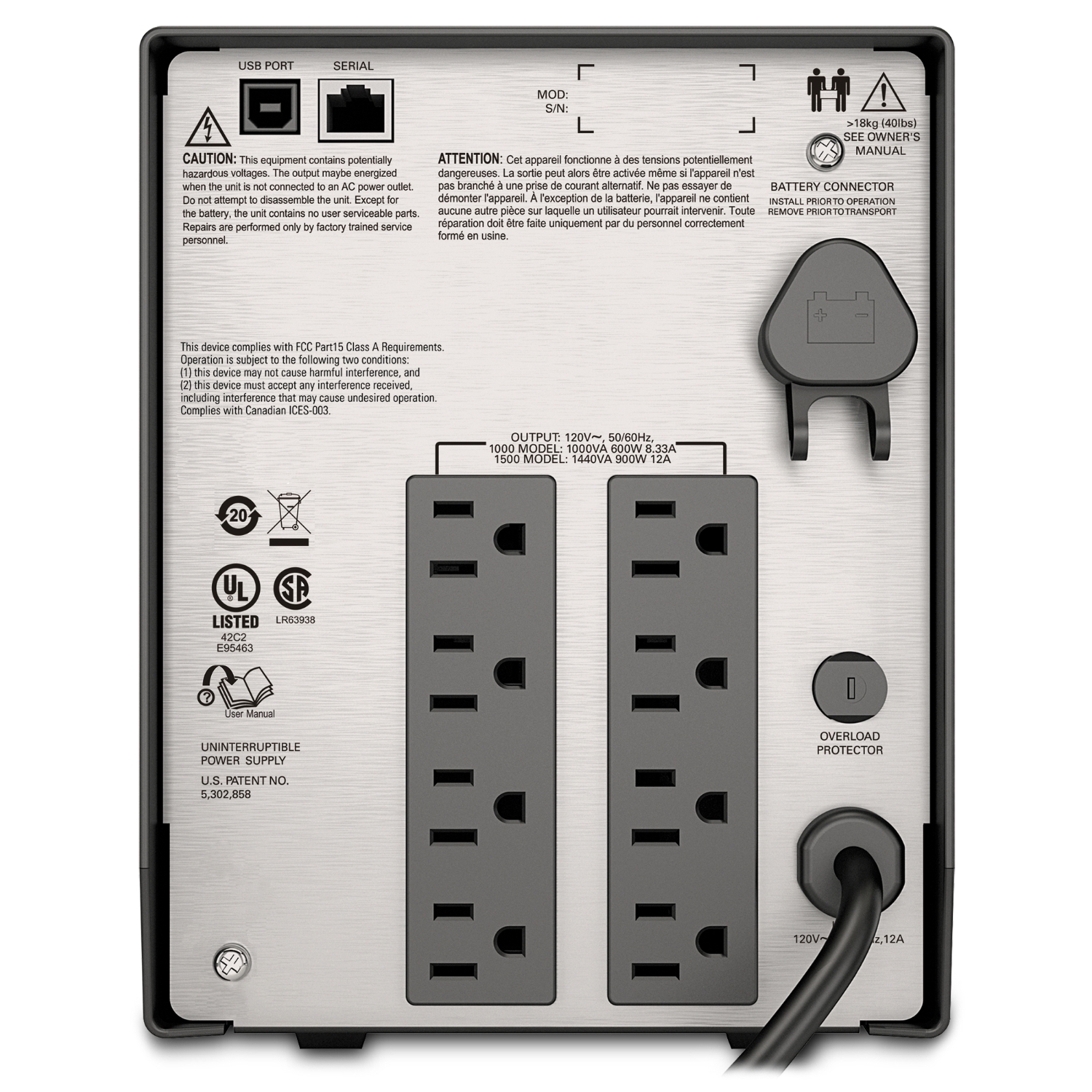 SMC1000 - Unidad Smart-UPS C de APC, 1000 VA, con pantalla LCD, 120 V ...