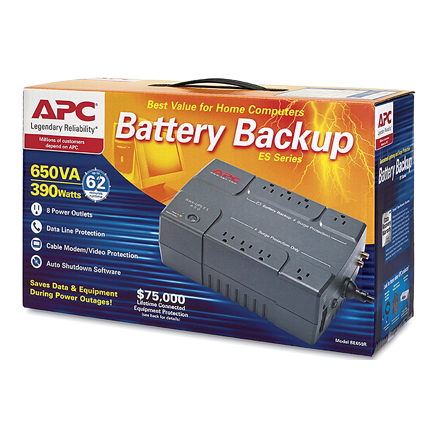 BE650R - APC Back-UPS ES 650VA, 120V, 8 Outlet | Schneider Electric USA