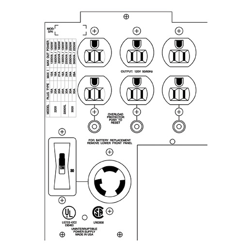APC Smart-UPS Backplate Kit for SUA2200 & SUA3000, 100/120V, 6x NEMA 5 ...
