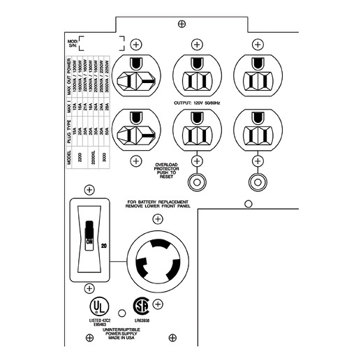 APC Smart-UPS Backplate Kit for SUA2200 & SUA3000, 100/120V, 4x NEMA 5 ...