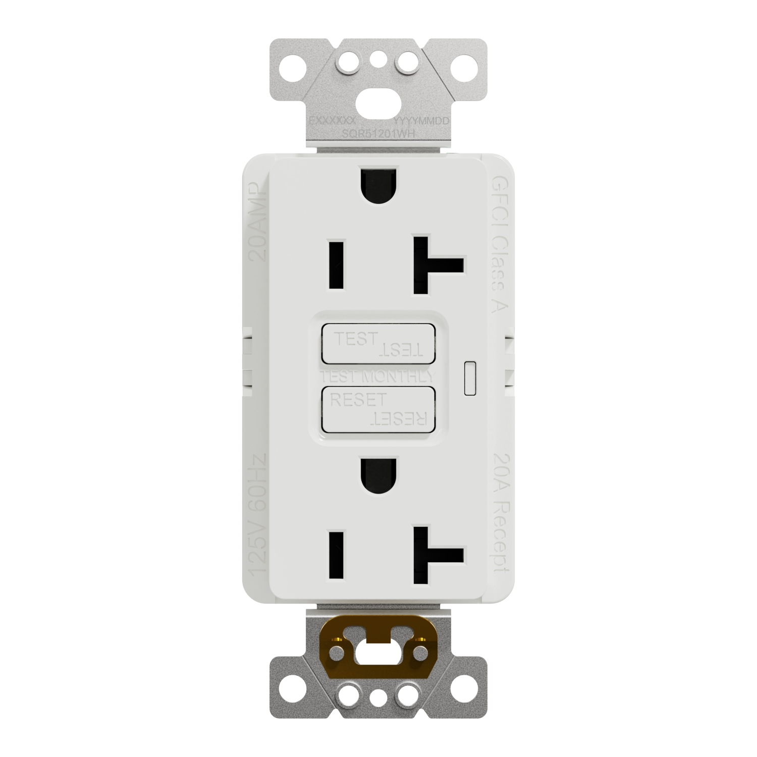 SQR51201WH - X Series 20A 125V Tamper Resistant GFCI Duplex Decorator ...