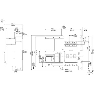 Frame 3 Dimensions Technical illustration | Schneider Electric