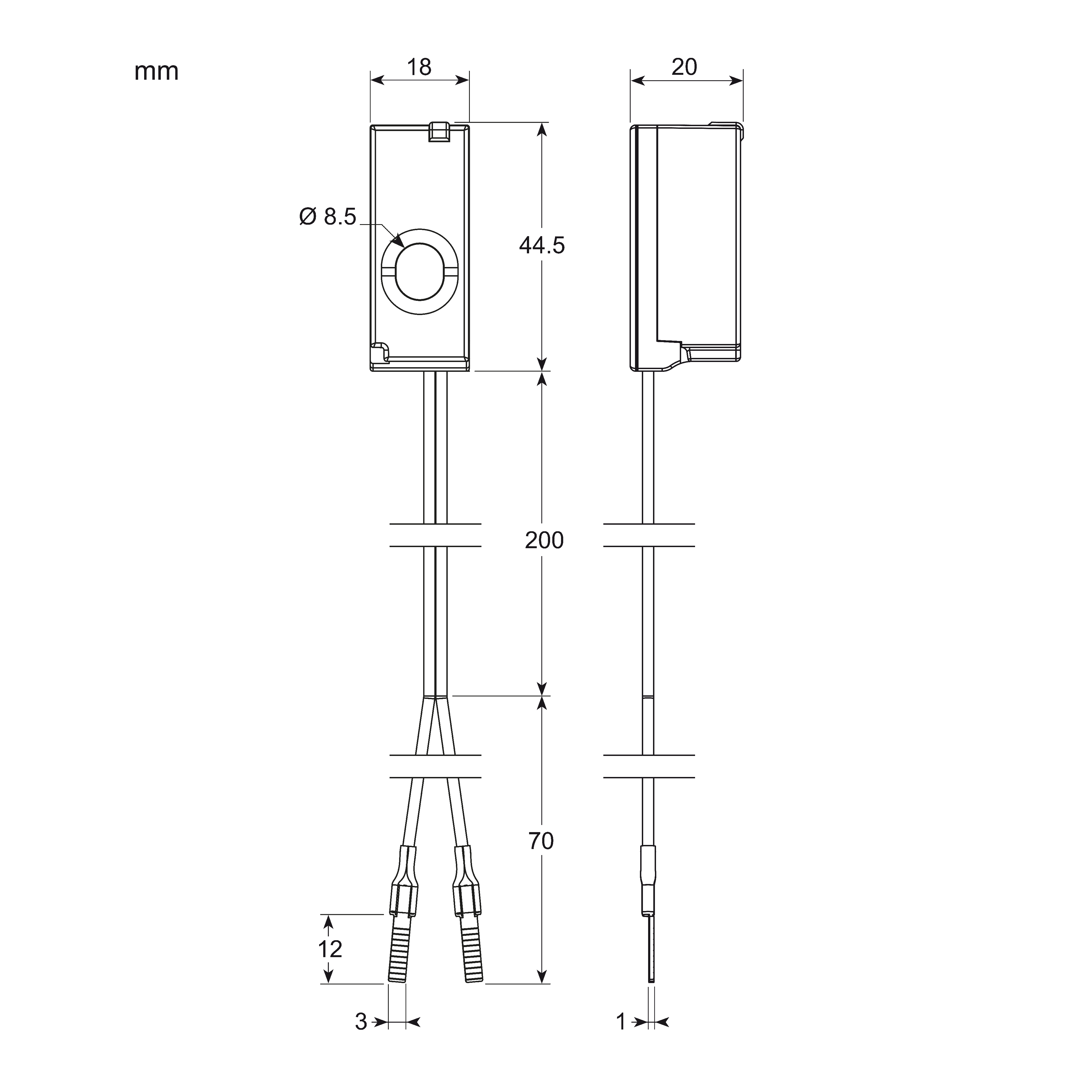 PowerTag Flex 63A 1P+N top and bottom - TI Dimensions Technical ...