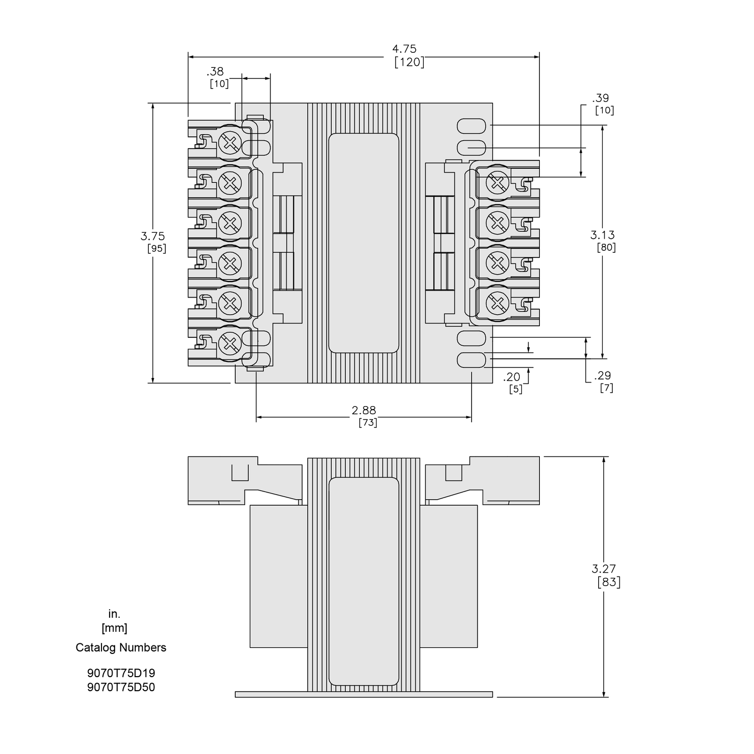 Illustration: Dimensions Drawing for 9070T75D19 Technical illustration ...